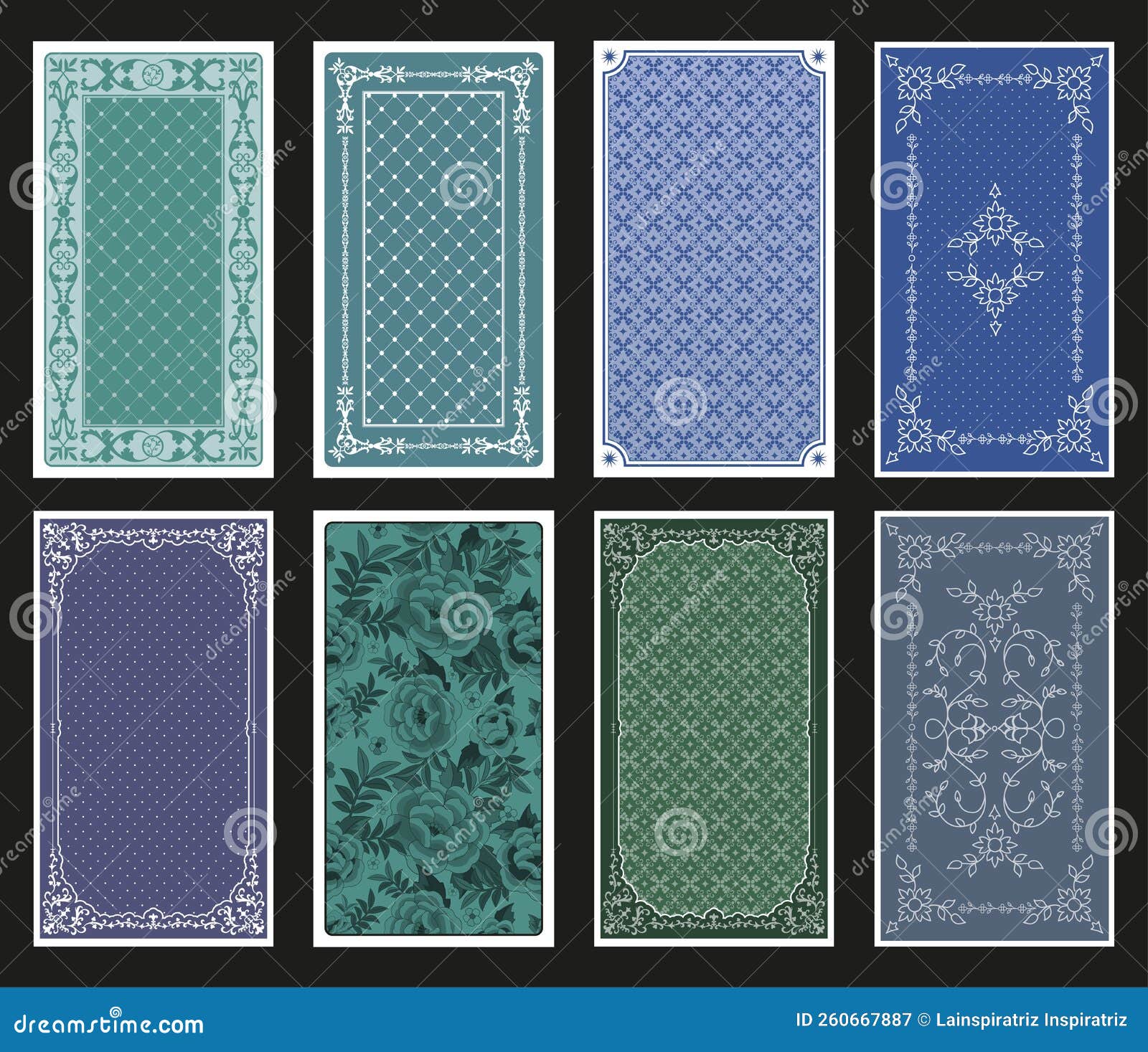 Set of Tarot Back Cards Vintage, Gothic or Victorian Style, Decorated ...