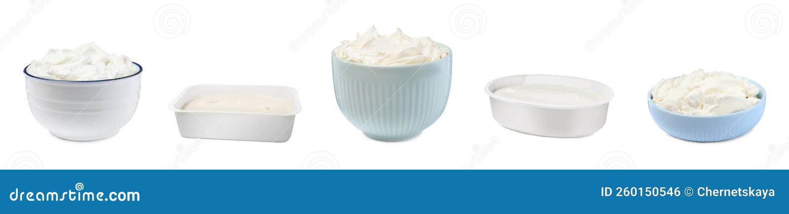 Set with Tasty Cream Cheese on White Background. Banner Design Stock ...