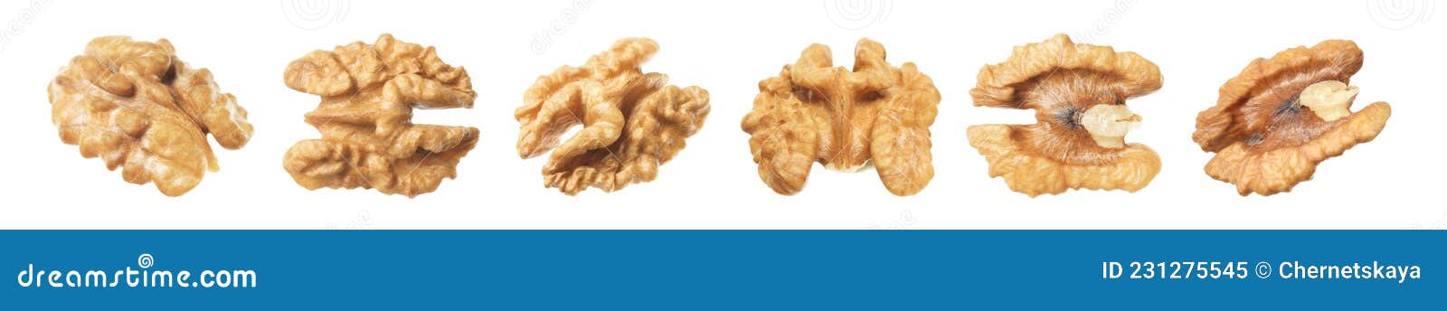 Set with Tasty Walnuts on White Background. Banner Design Stock Image ...