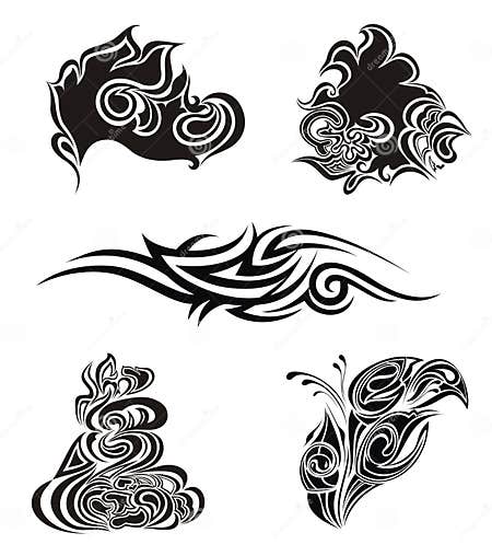 Set of Tattoo Design Elements. Vector Stock Vector - Illustration of ...