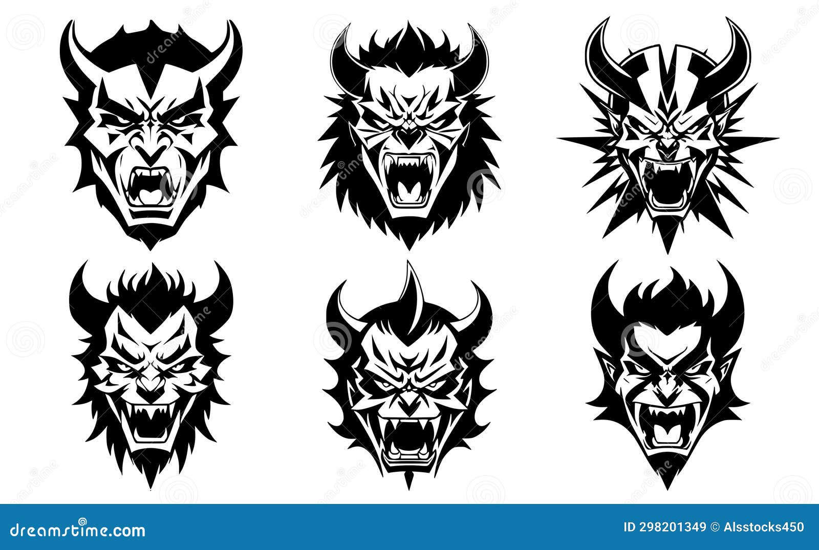 Set of Tattoos or Logos in the Form of Devil Heads Stock Vector ...