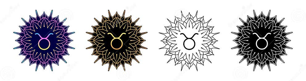 Set of Taurus zodiac sign stock illustration. Illustration of taurus ...