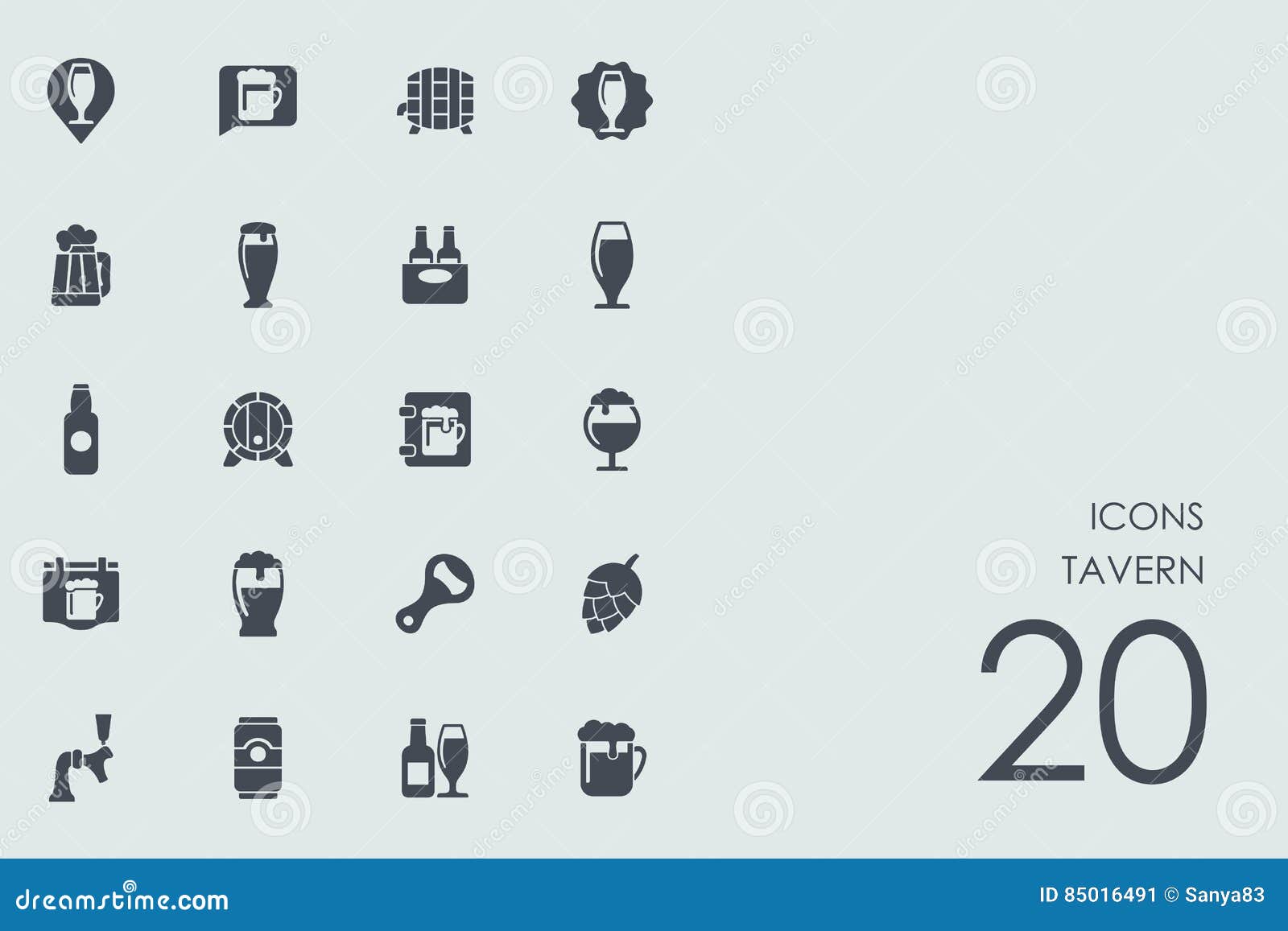 Set Of Tavern Icons Cartoon Vector | CartoonDealer.com #85016491