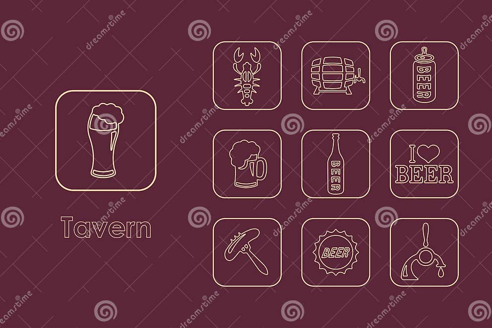 Set of tavern simple icons stock vector. Illustration of liquid - 66155603