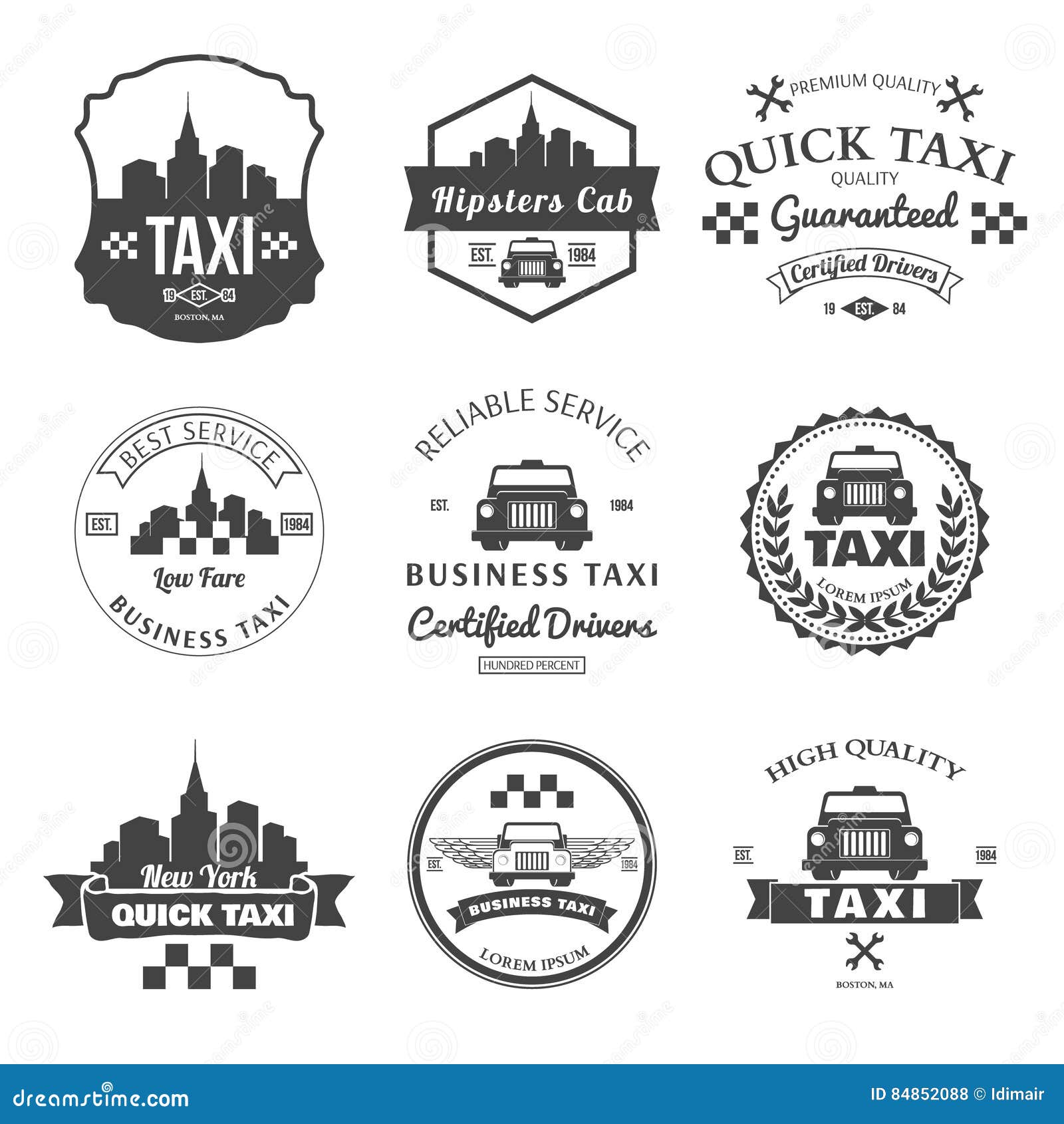 Set of Taxi Badges, Logos and Labels Vector Stock Vector - Illustration ...