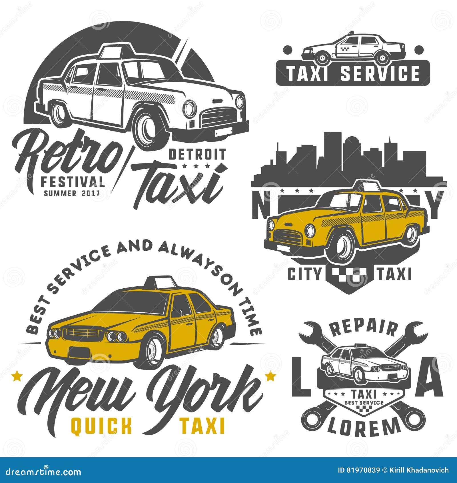 Set Taxi Car Emblems Logo Design Stock Illustrations – 18 Set Taxi Car ...
