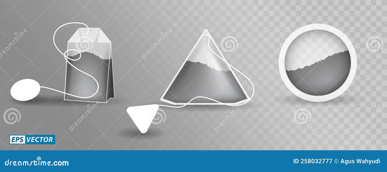 Set of Tea Bag with Label Tag Isolated. Eps Vector. Stock Illustration ...