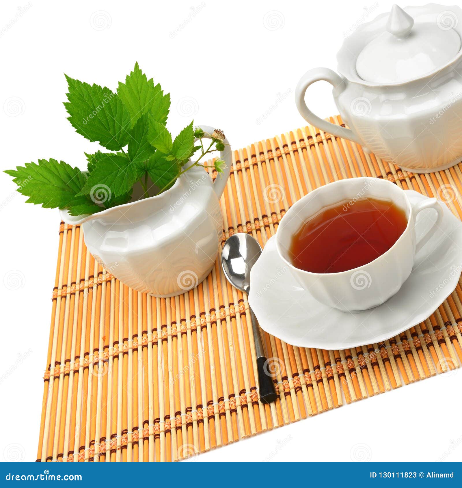 Set for Tea Isolated on White Background. Stock Image - Image of ...