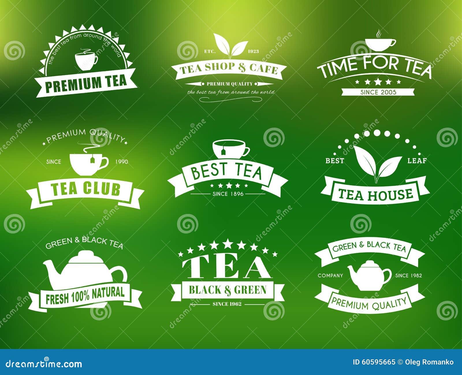Set Tea Logos Ribbons Stock Illustrations – 15 Set Tea Logos Ribbons ...