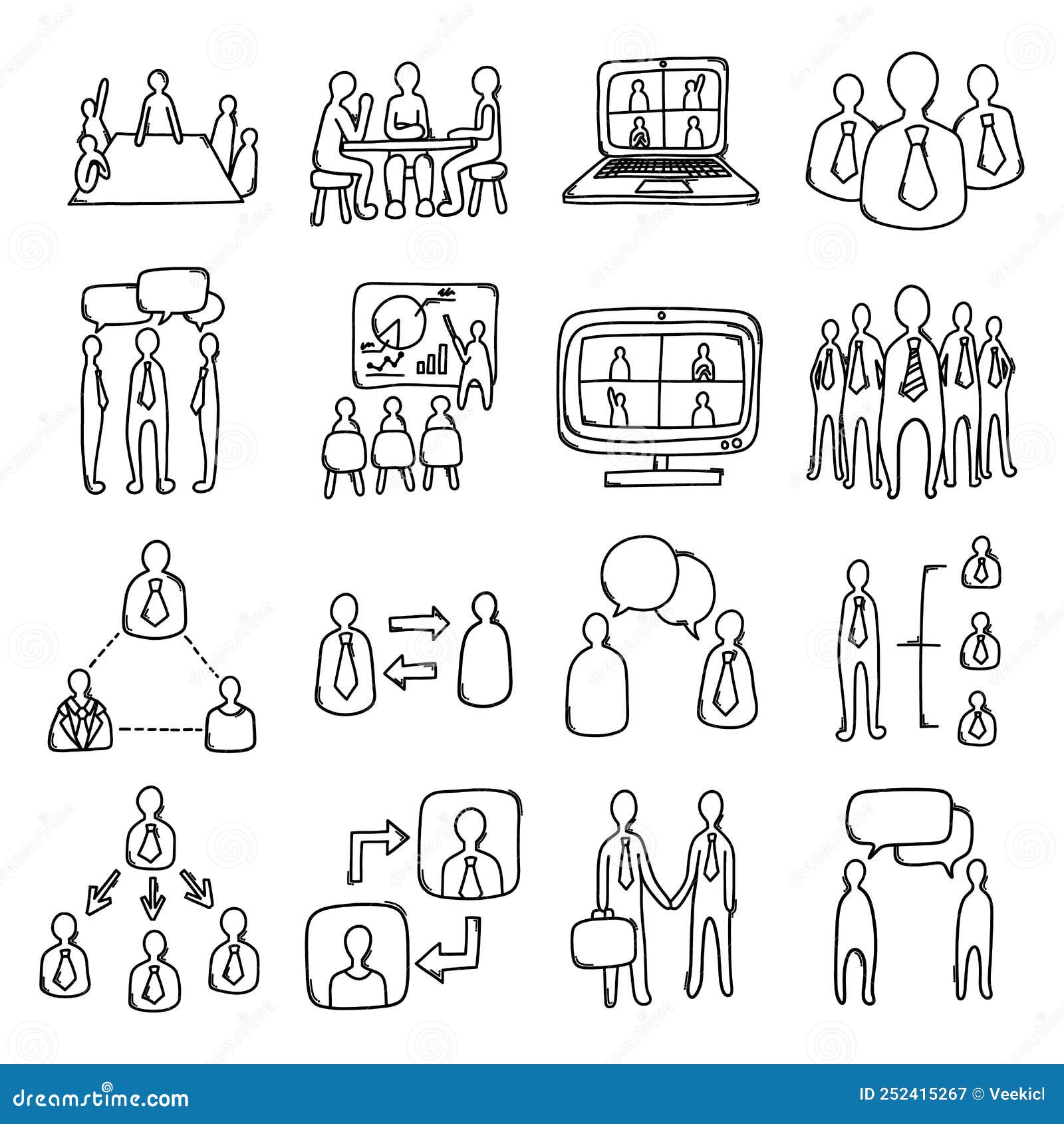 Set of Team Doodle Vector Icon. Drawing Sketch Illustration Hand Drawn ...