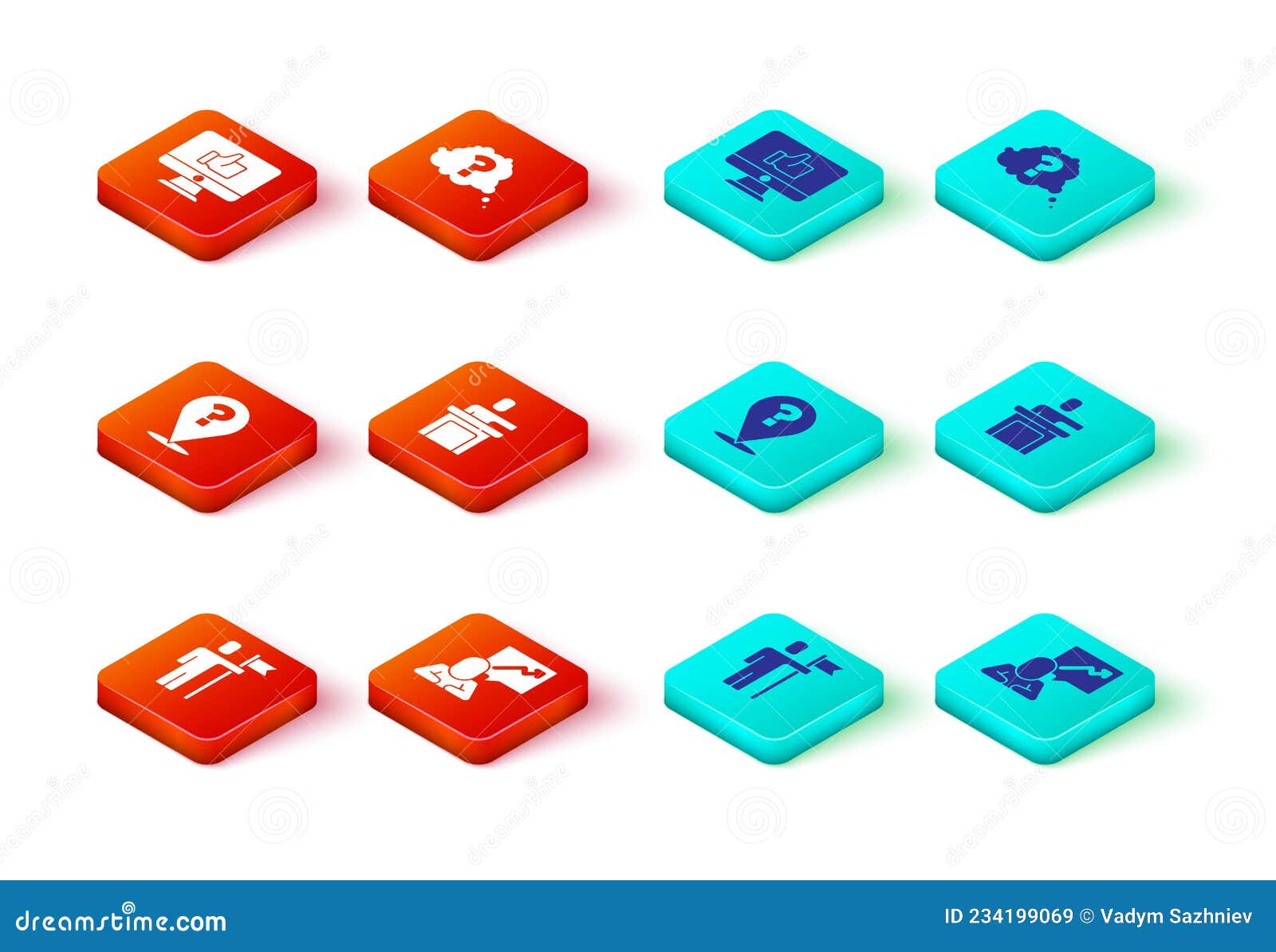 Set Team Leader, Question Mark, Speaker, and Hand Like Icon. Vector ...