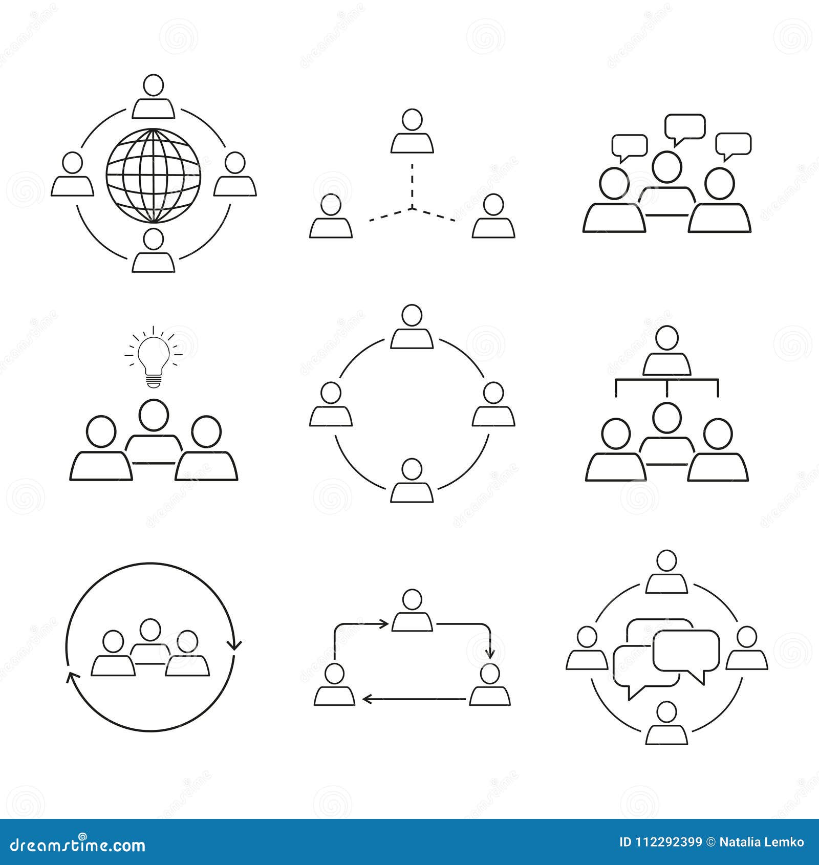 Set of Team Work Communication Icons Stock Vector - Illustration of ...
