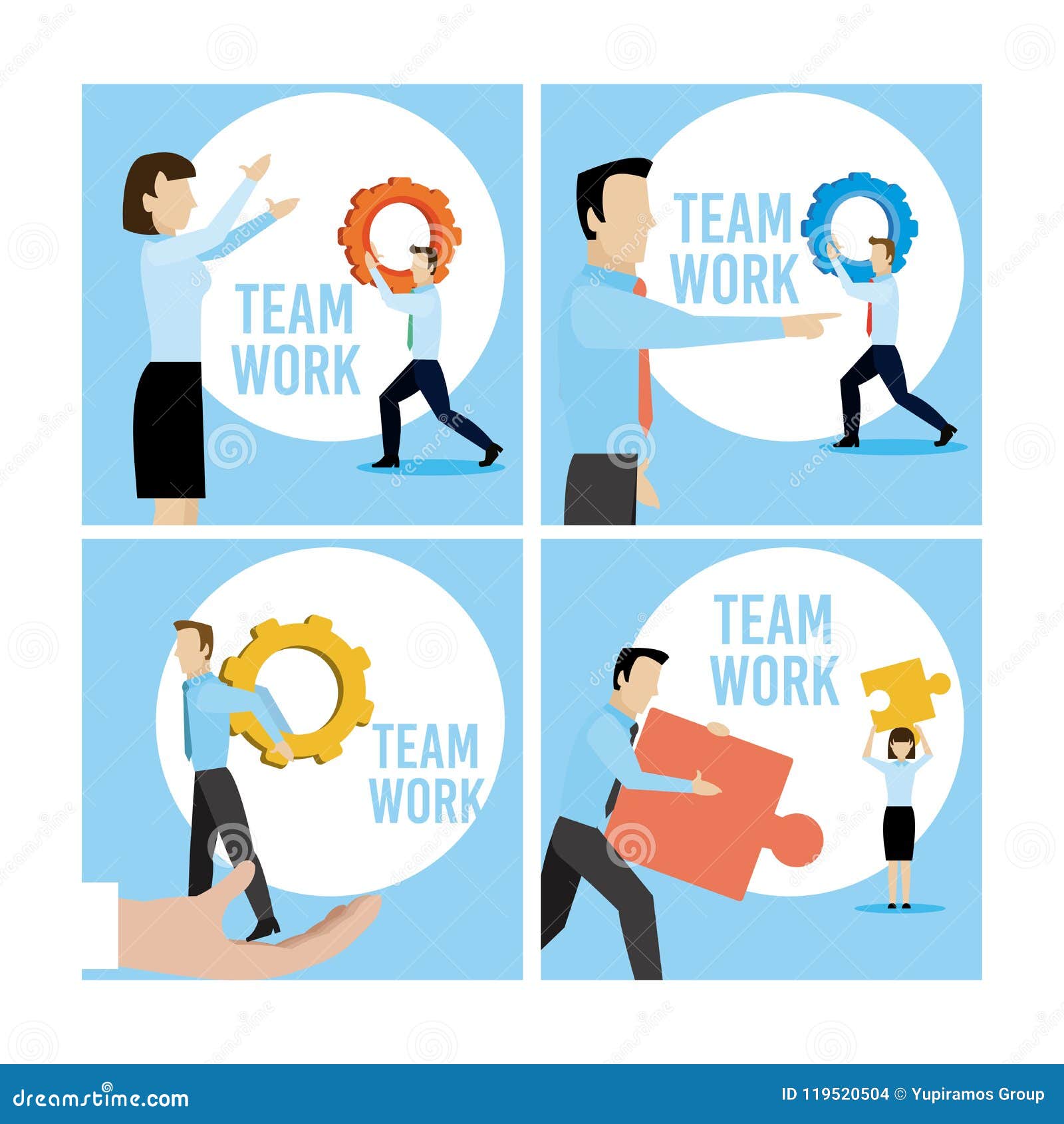 Set of Teamwork Square Frames Stock Vector - Illustration of commercial ...