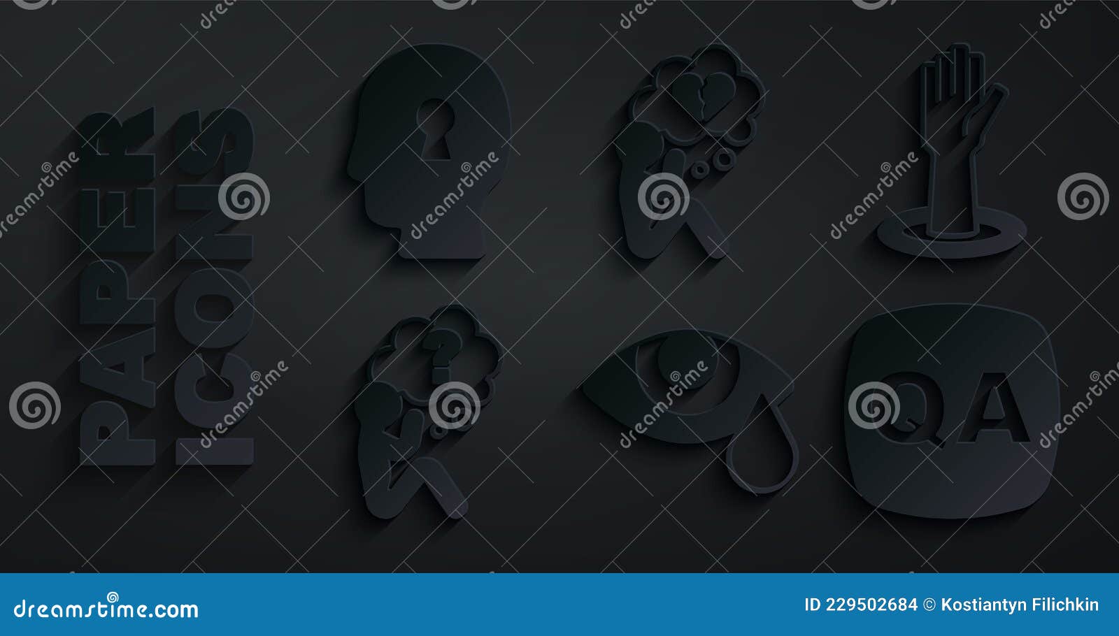 Set Tear Cry Eye, Helping Hand, Head with Question Mark, Question ...