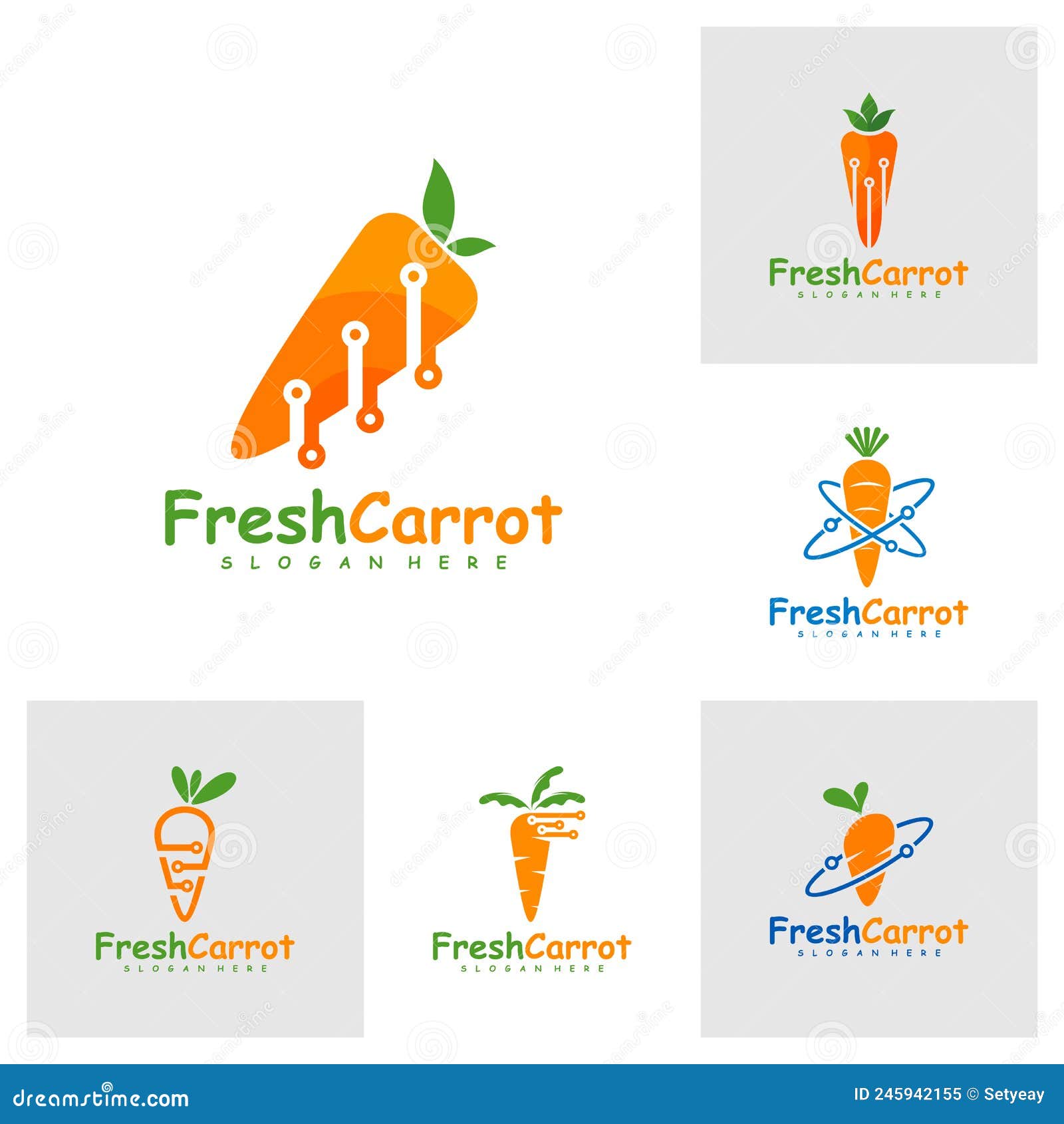 Set of Tech Carrot Logo Design Vector, Creative Carrot Logo Design ...