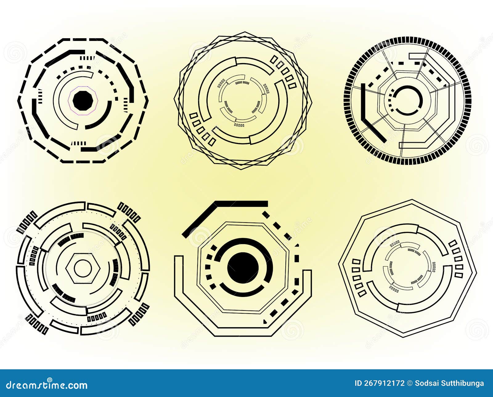 Set of Tech Circle Data Connection Futuristic Technology Science Icon ...