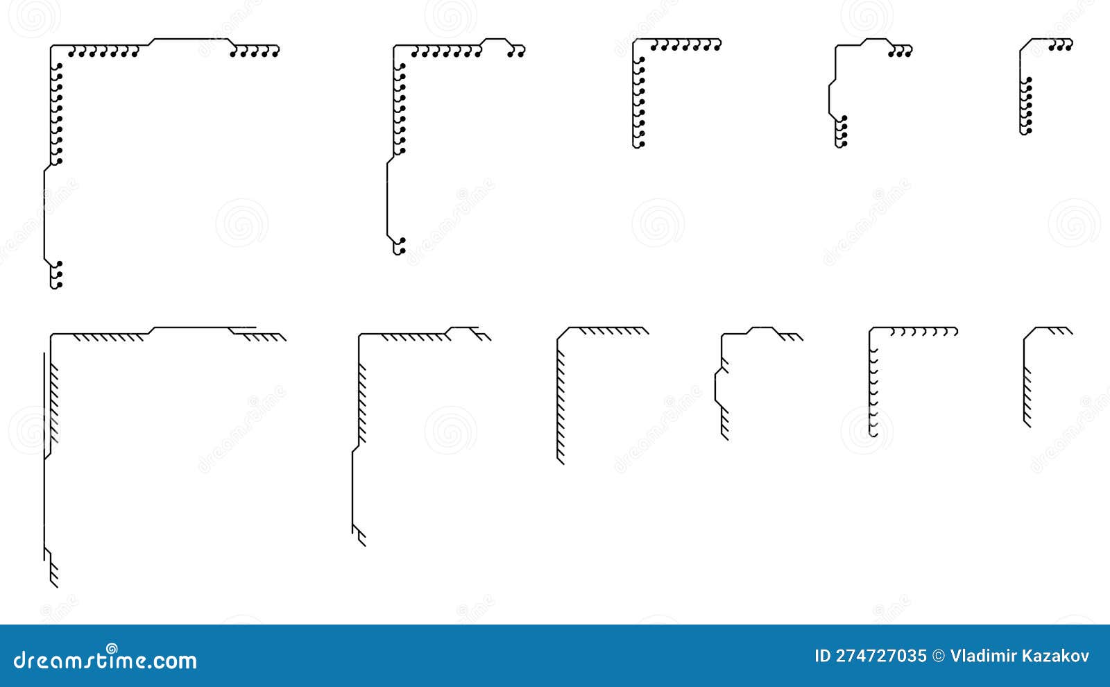 Set Of Tech Corner Isolated On White Background. Design Element Vector ...