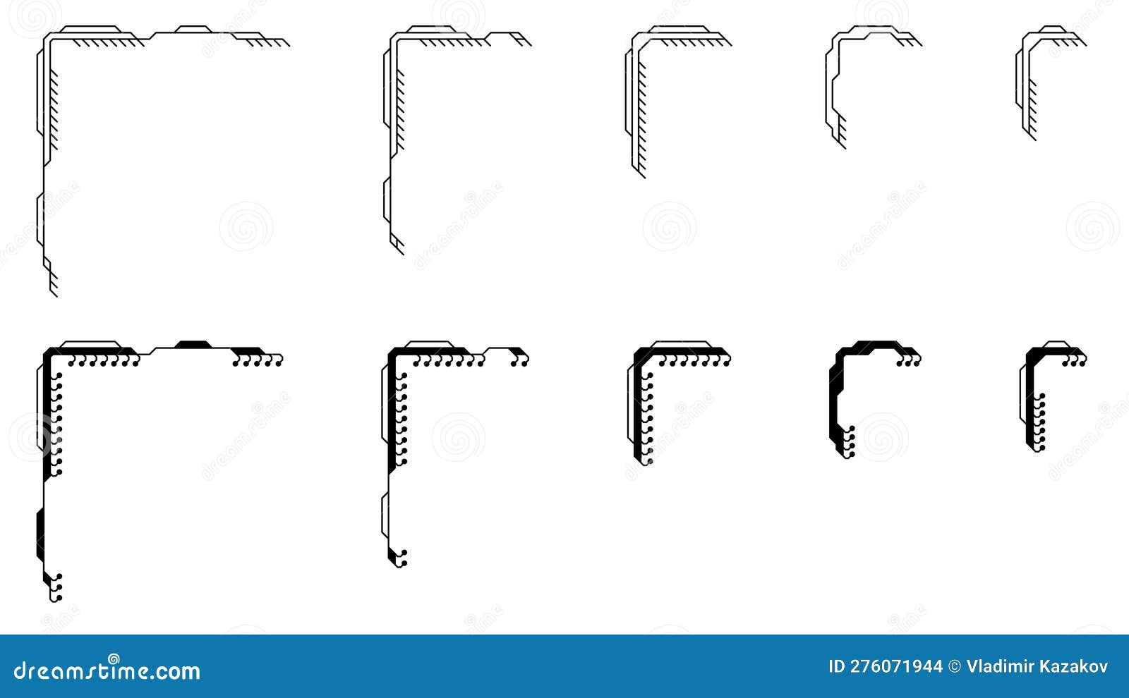 Set of Tech Corner Isolated on White Background. Design Element Stock ...