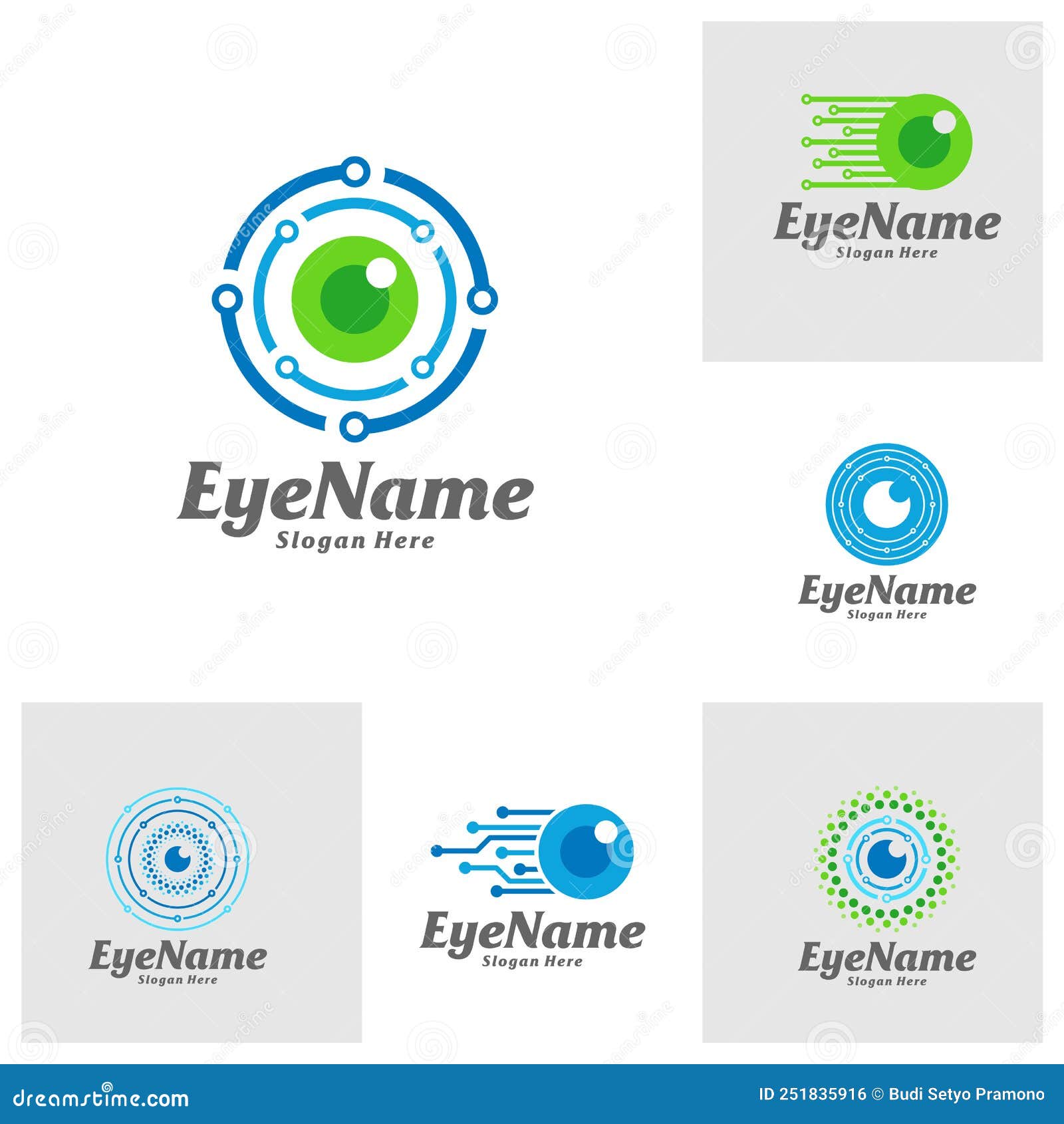 Set of Tech Eye Logo Design Template. Eye Tech Logo Concept Vector ...