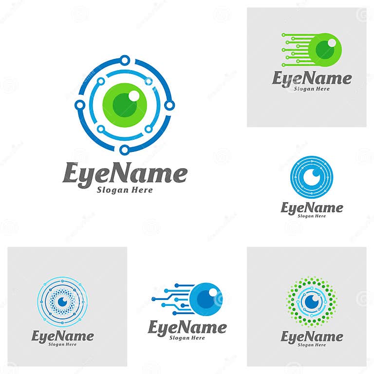 Set of Tech Eye Logo Design Template. Eye Tech Logo Concept Vector ...