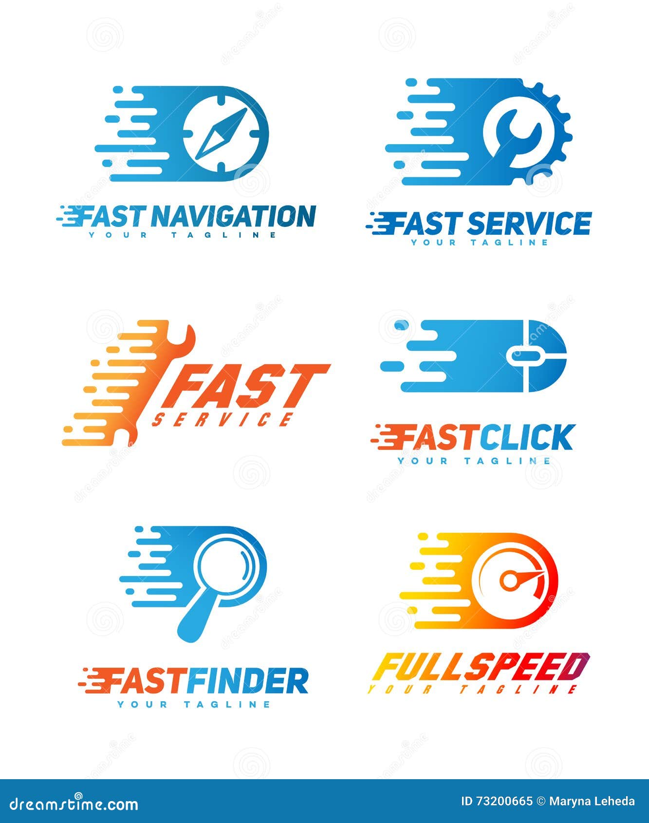 Set of tech logos stock vector. Illustration of magnifier - 73200665