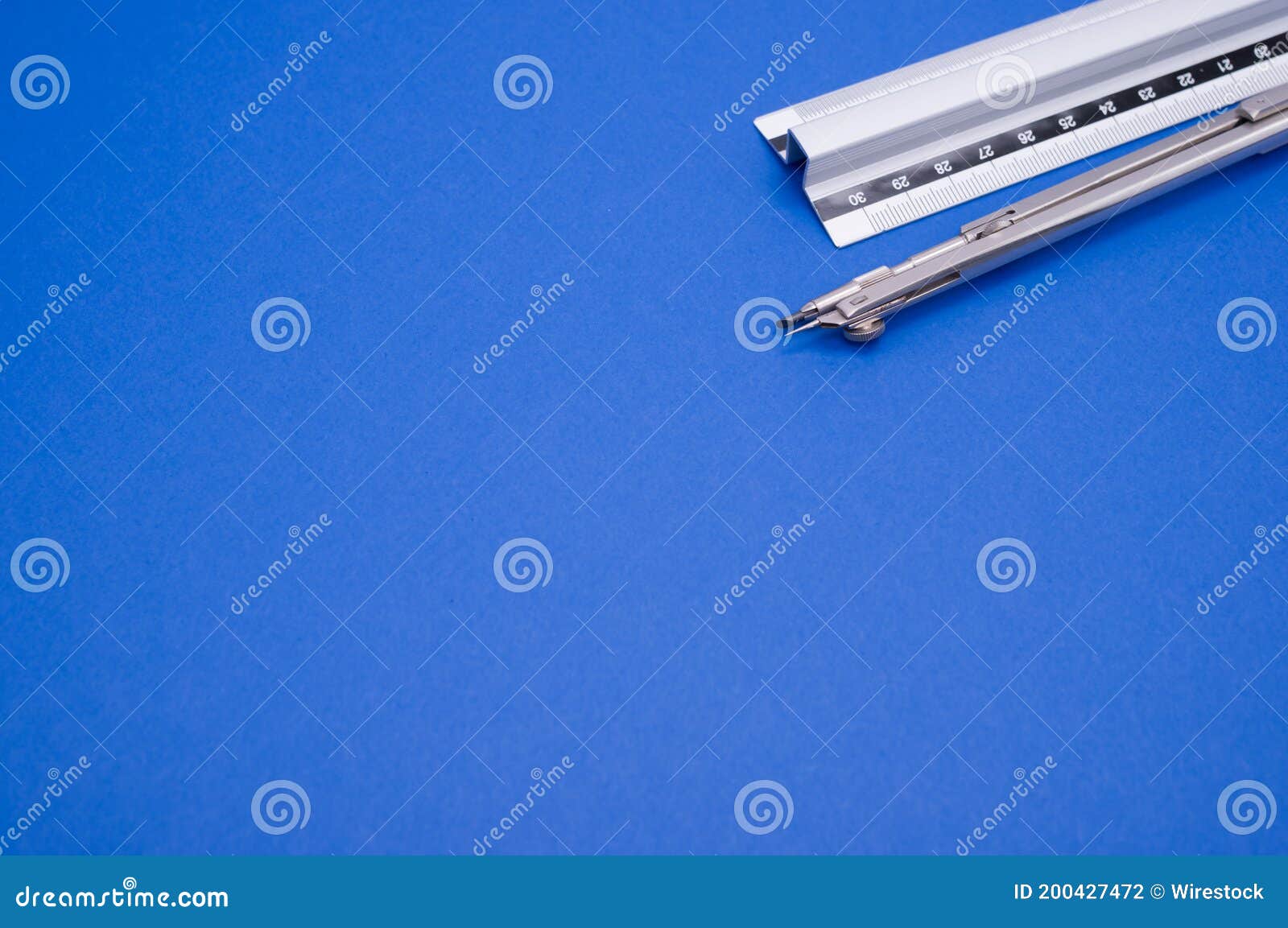 Set of Technical Drawing Tools on a Blue Background with a Copy Space ...
