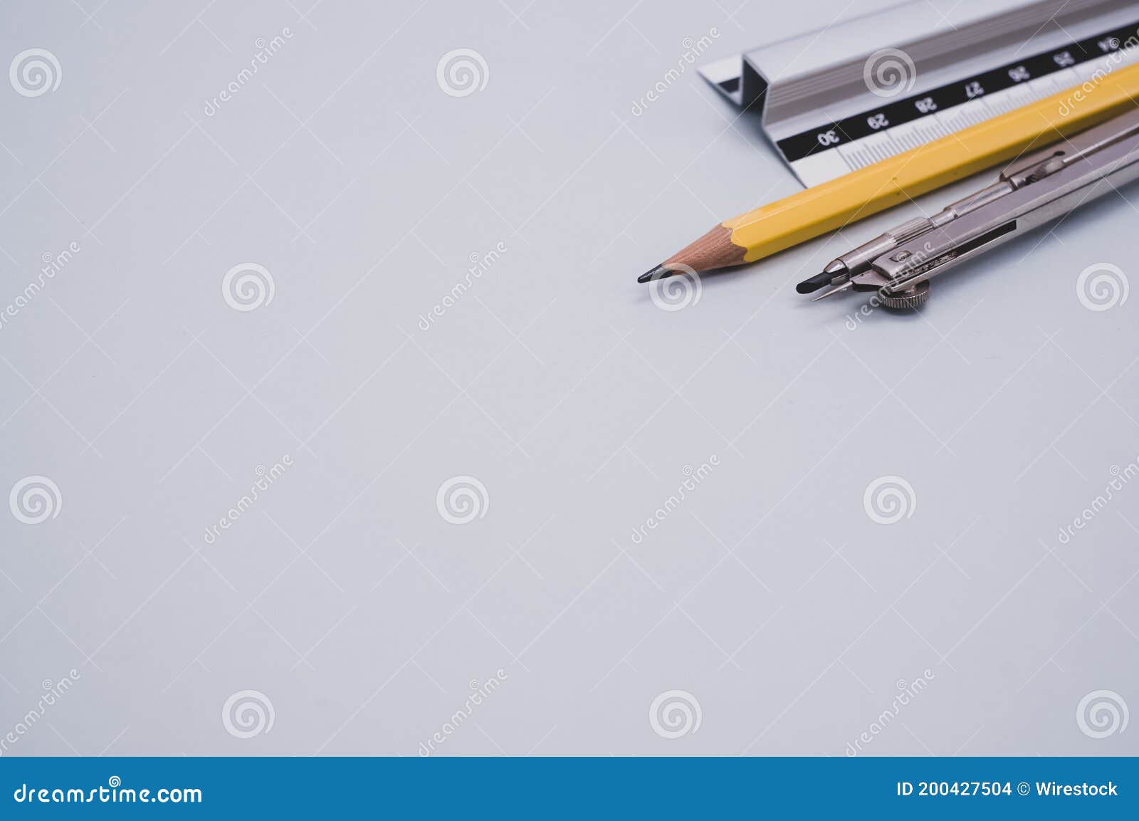 Set of Technical Drawing Tools on a Gray Background with a Copy Space ...