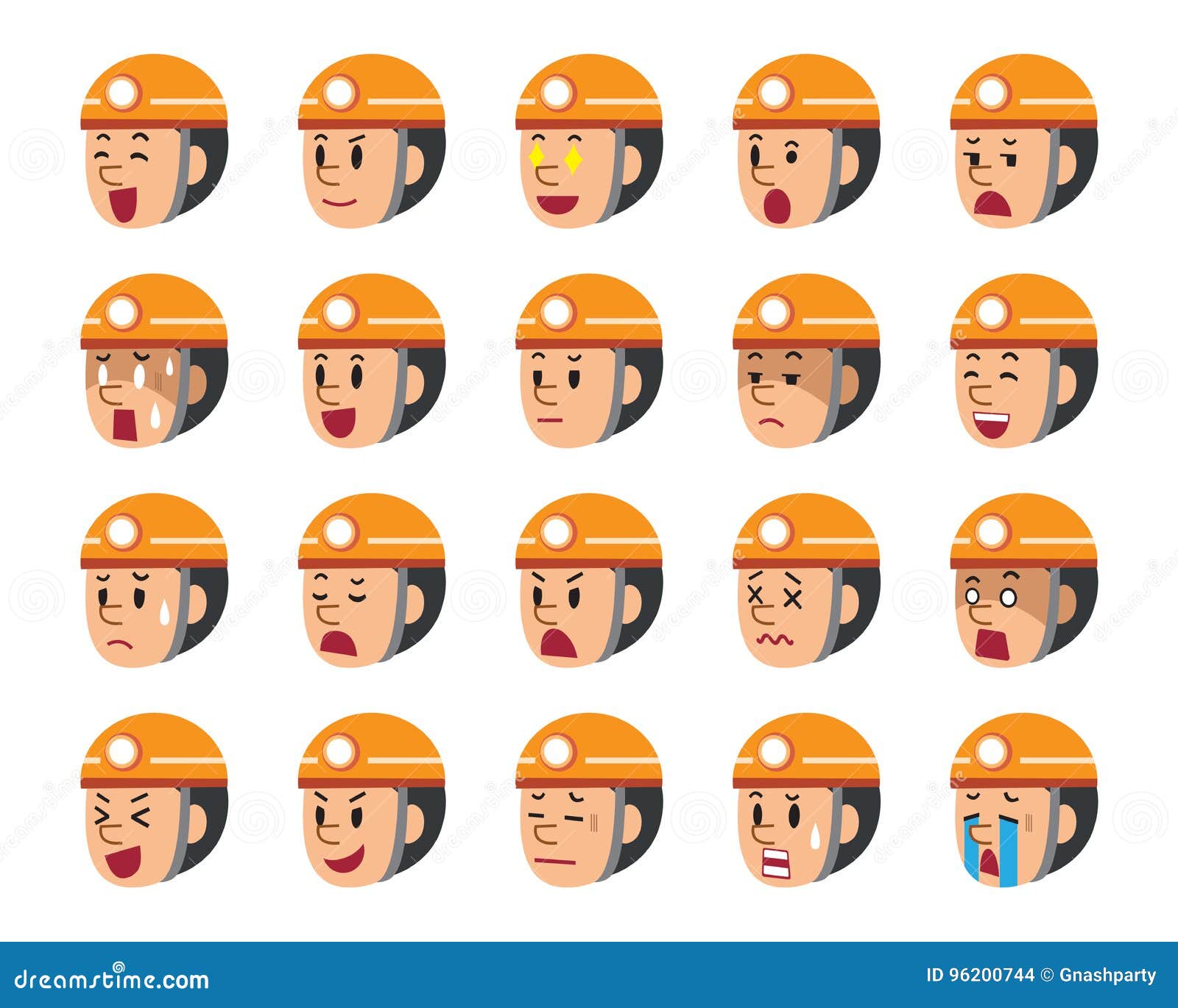 Set of Technician Faces Showing Different Emotions Stock Vector ...