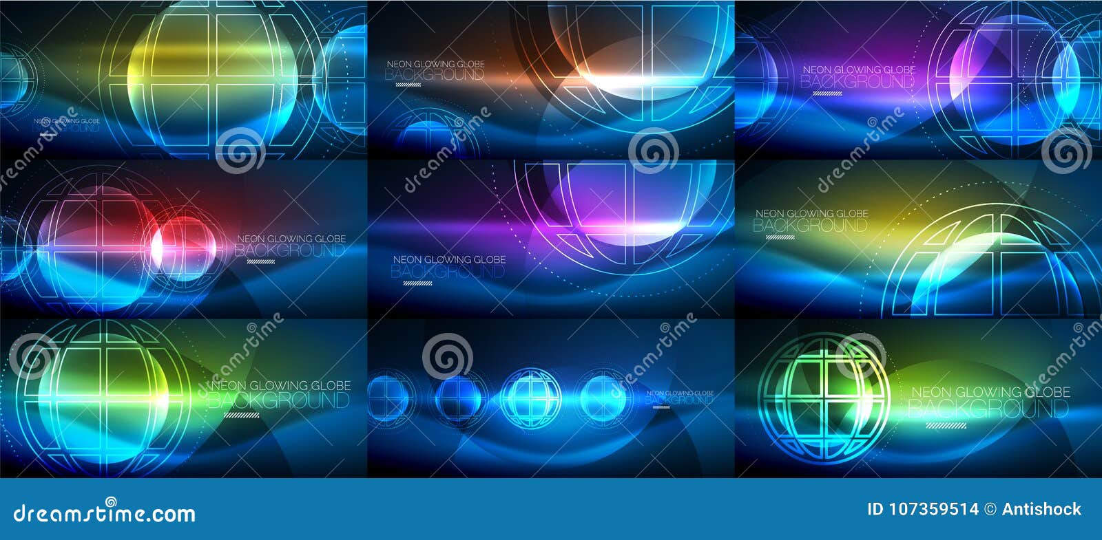 Set of Techno Earth Planet Concept Backgrounds, Global Idea Stock ...
