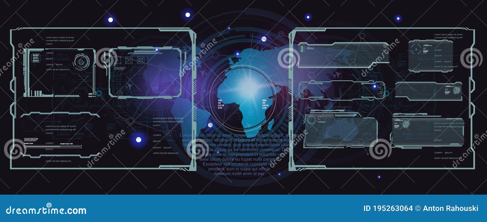 Set of Techno Frames for Futuristic HUD Interface. Modern Digital ...