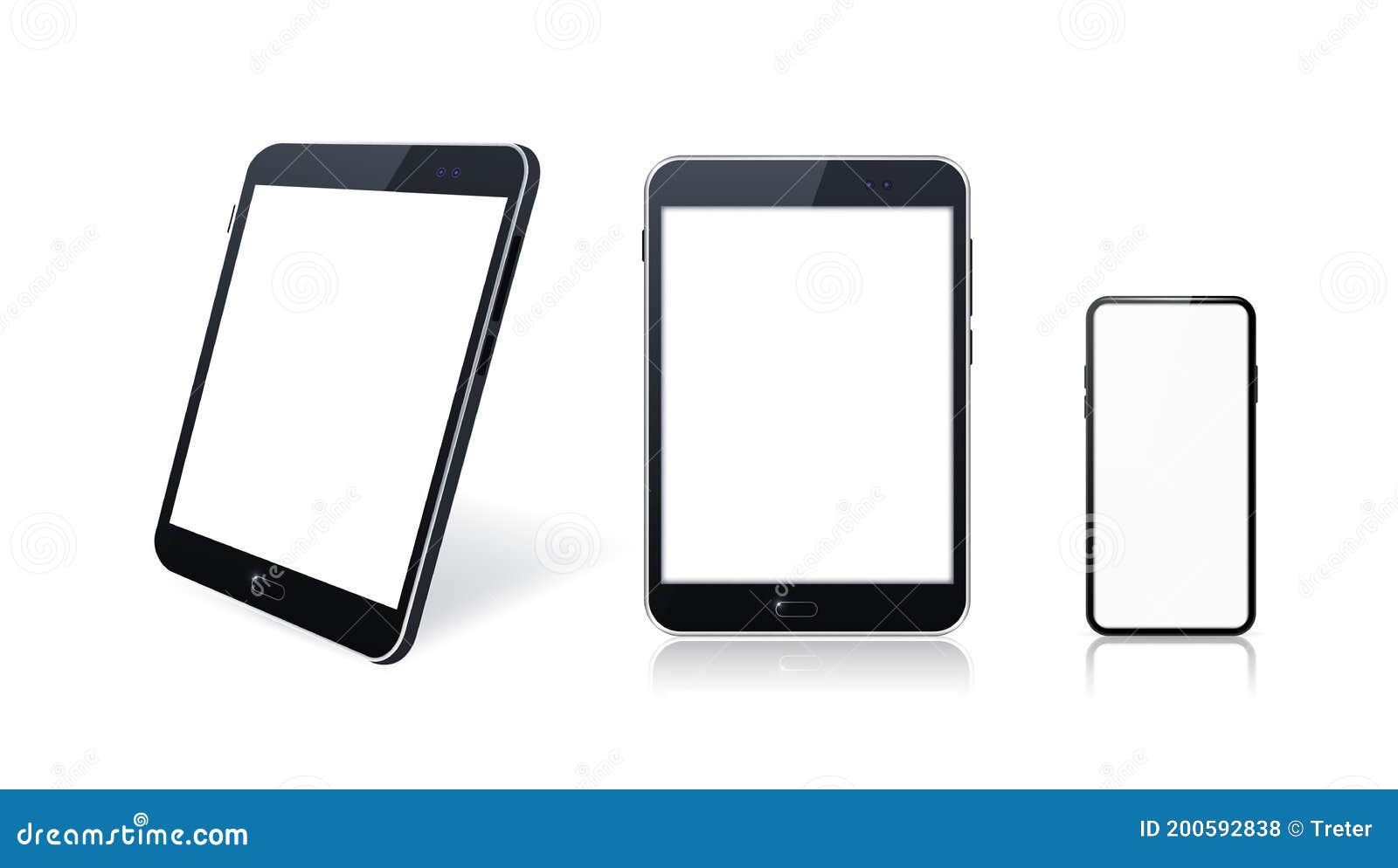 Set of Technological Devices with Blank Screen on White Background ...