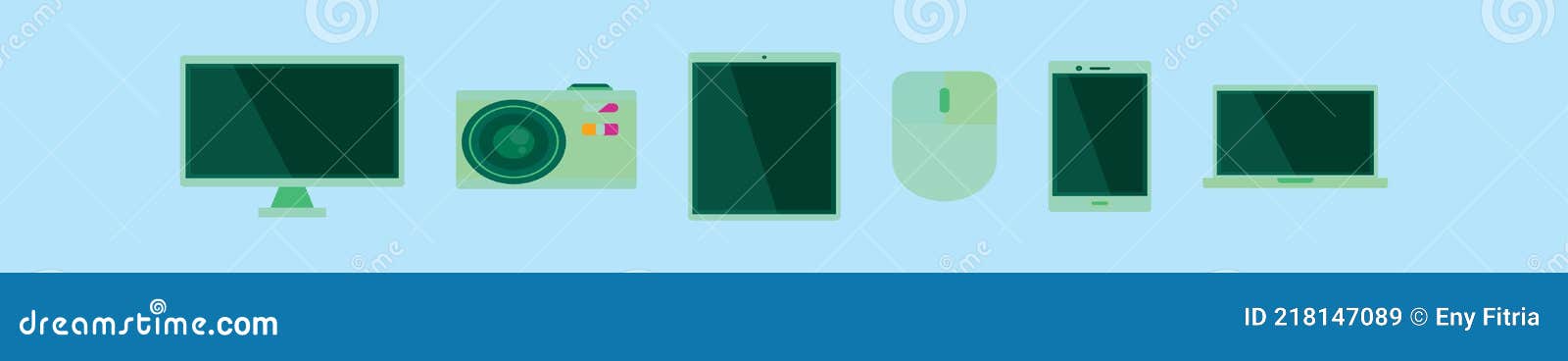 Set of Technology Cartoon Icon Design Template with Various Models ...
