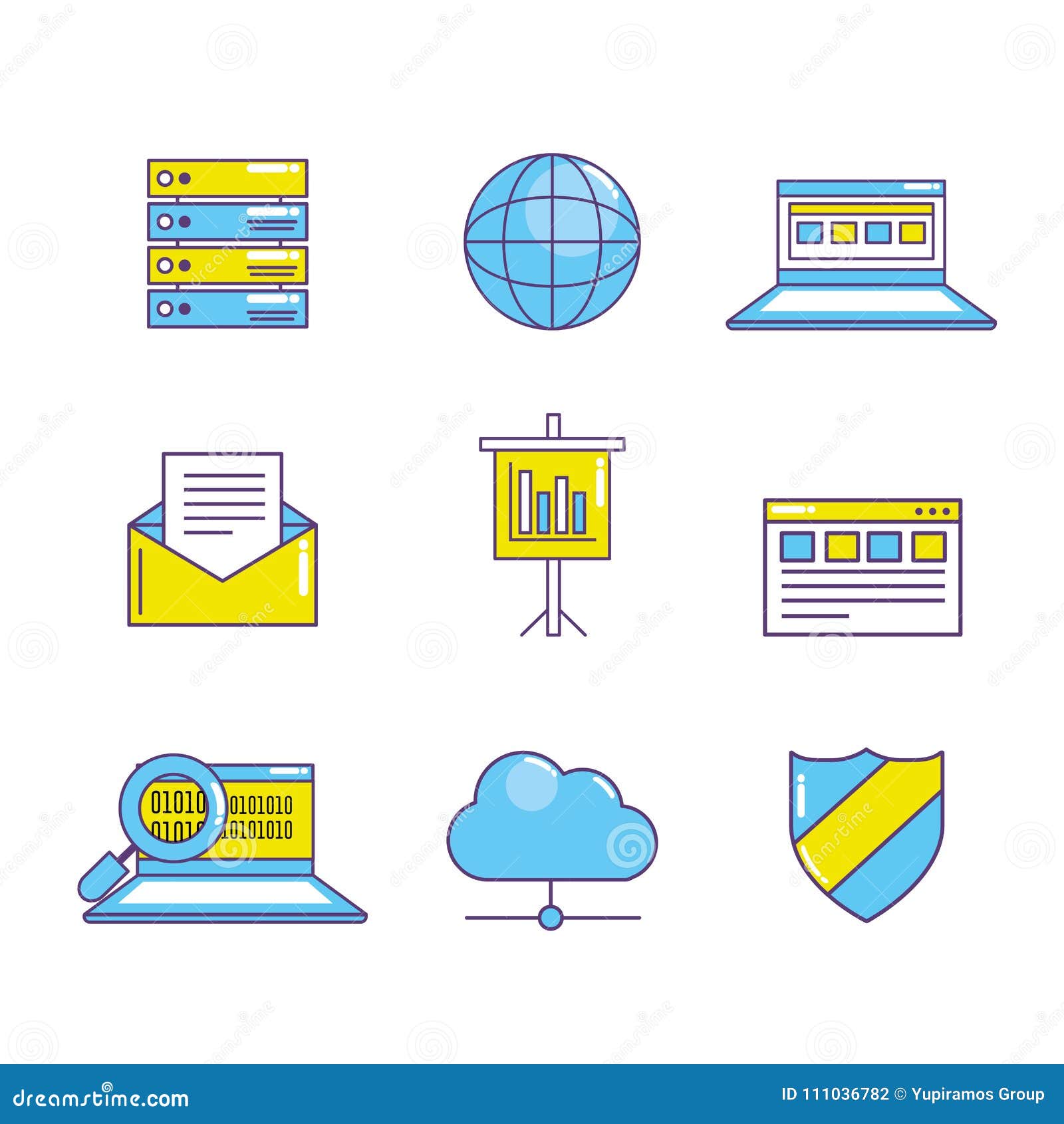 Set Technology Data Center Connection Stock Vector - Illustration of ...