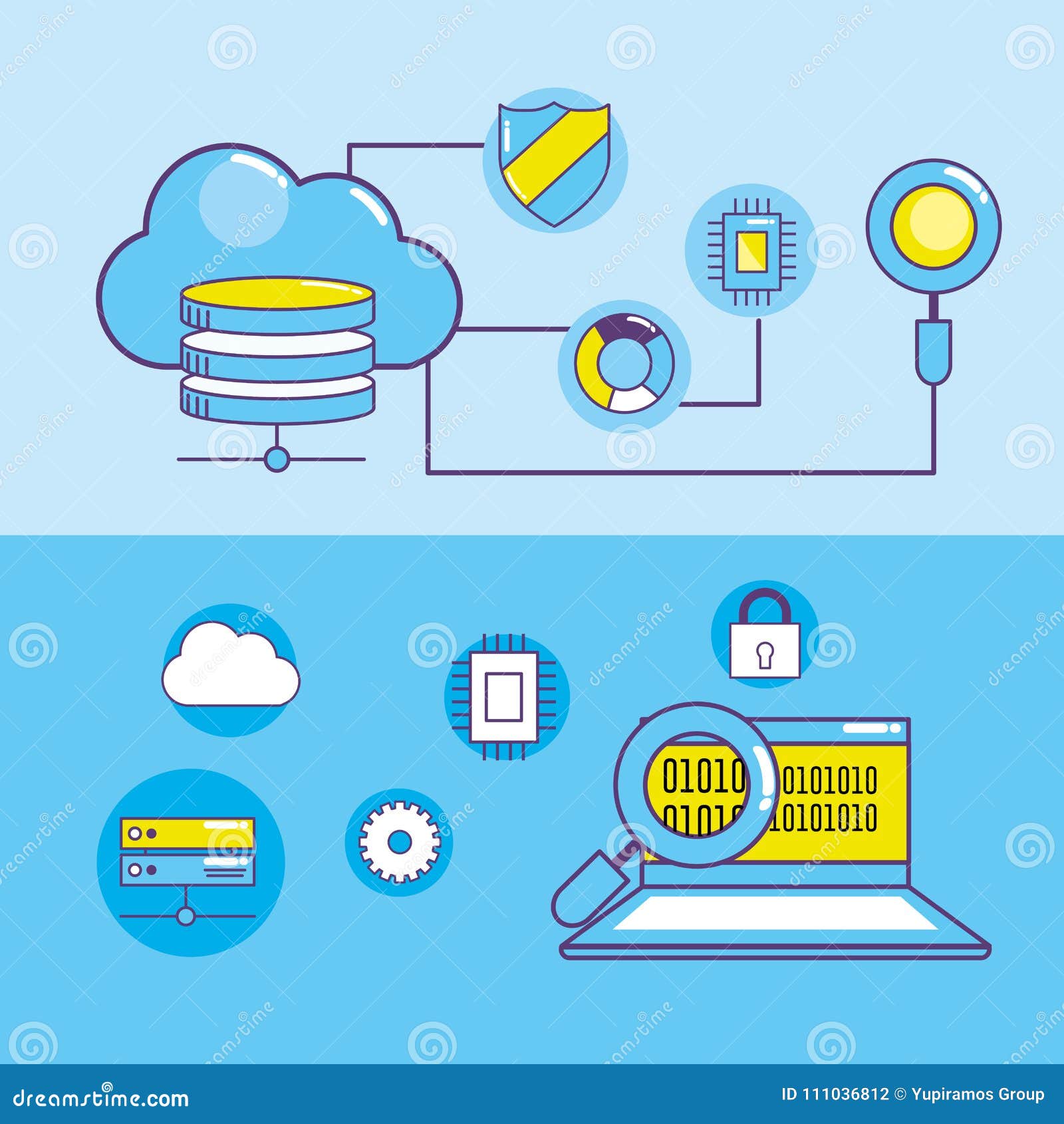 Set Technology Data Center Connection Stock Vector - Illustration of ...