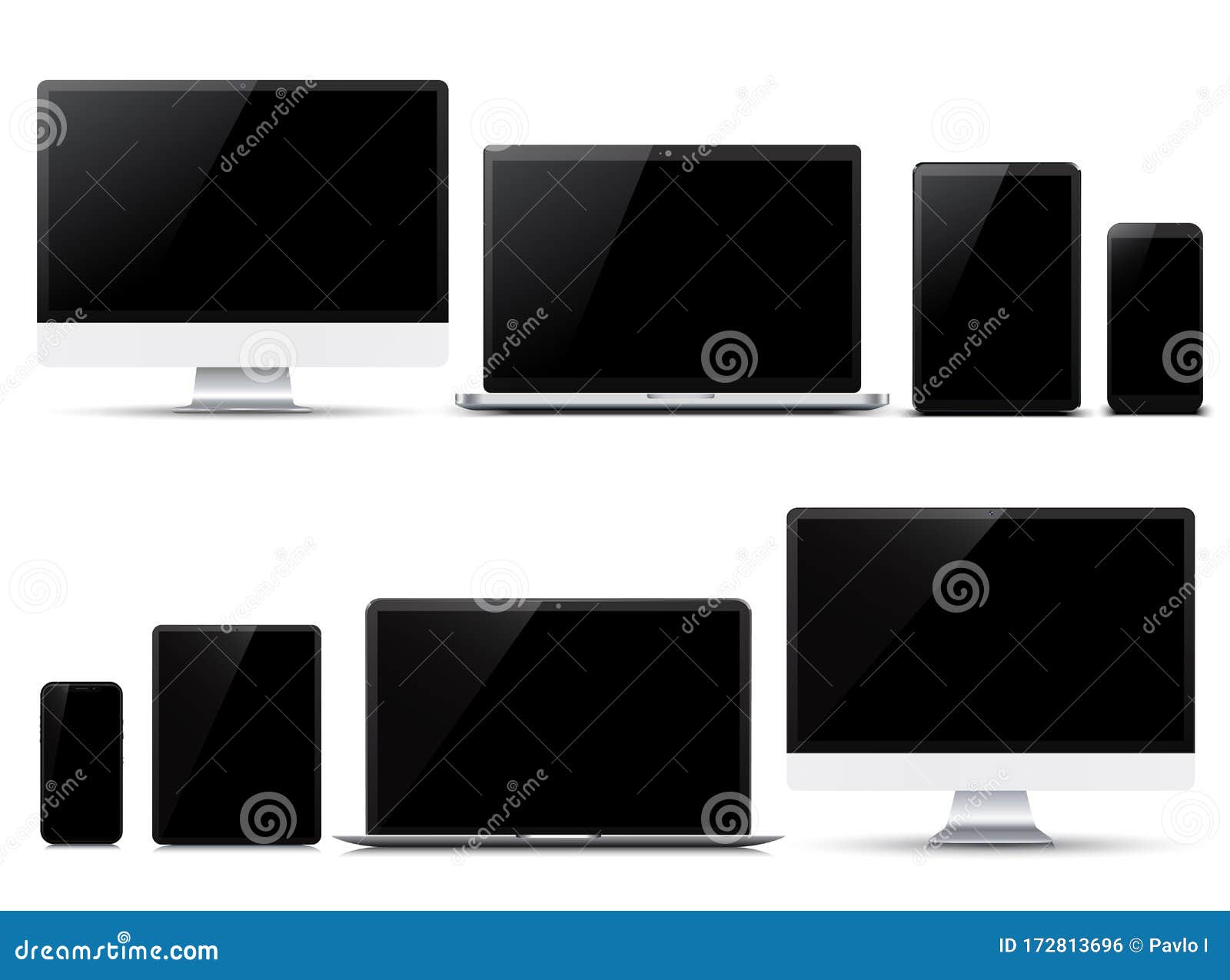 Set Technology Devices with Black Display - Vector Stock Vector ...