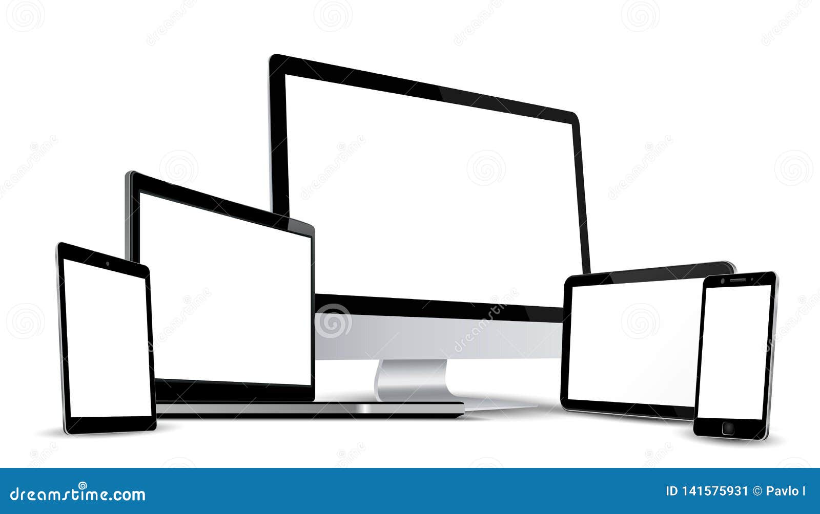 Set Technology Devices with White Display, View from the Side - for ...