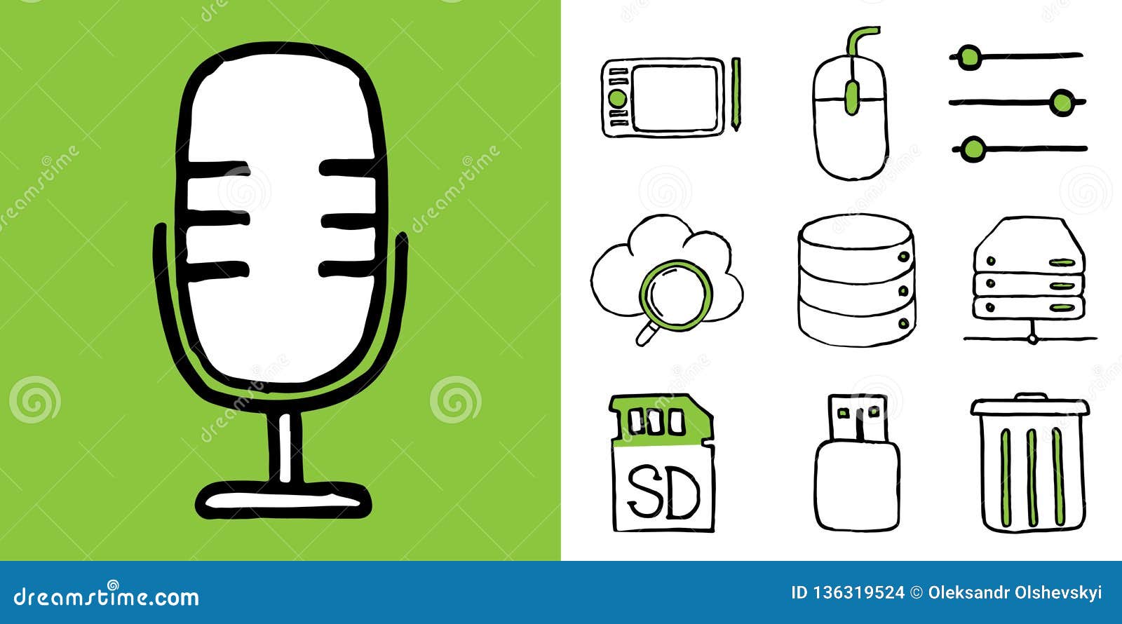 Set of it Technology Doodle Icons Stock Vector - Illustration of ...