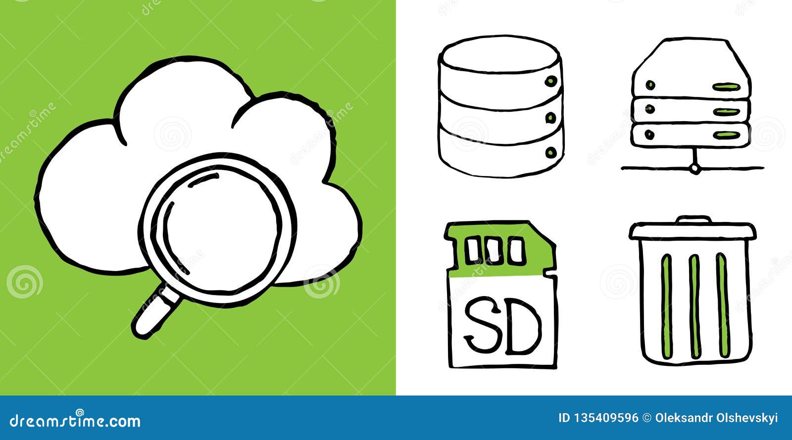 Set of it Technology Doodle Icons Stock Vector - Illustration of ...
