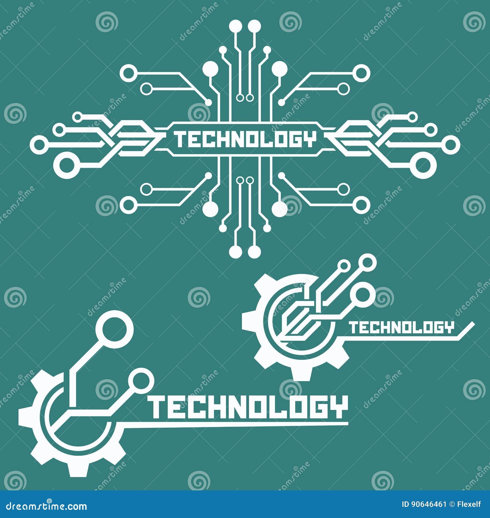 Set of Technology Elements. Stock Vector - Illustration of energy ...