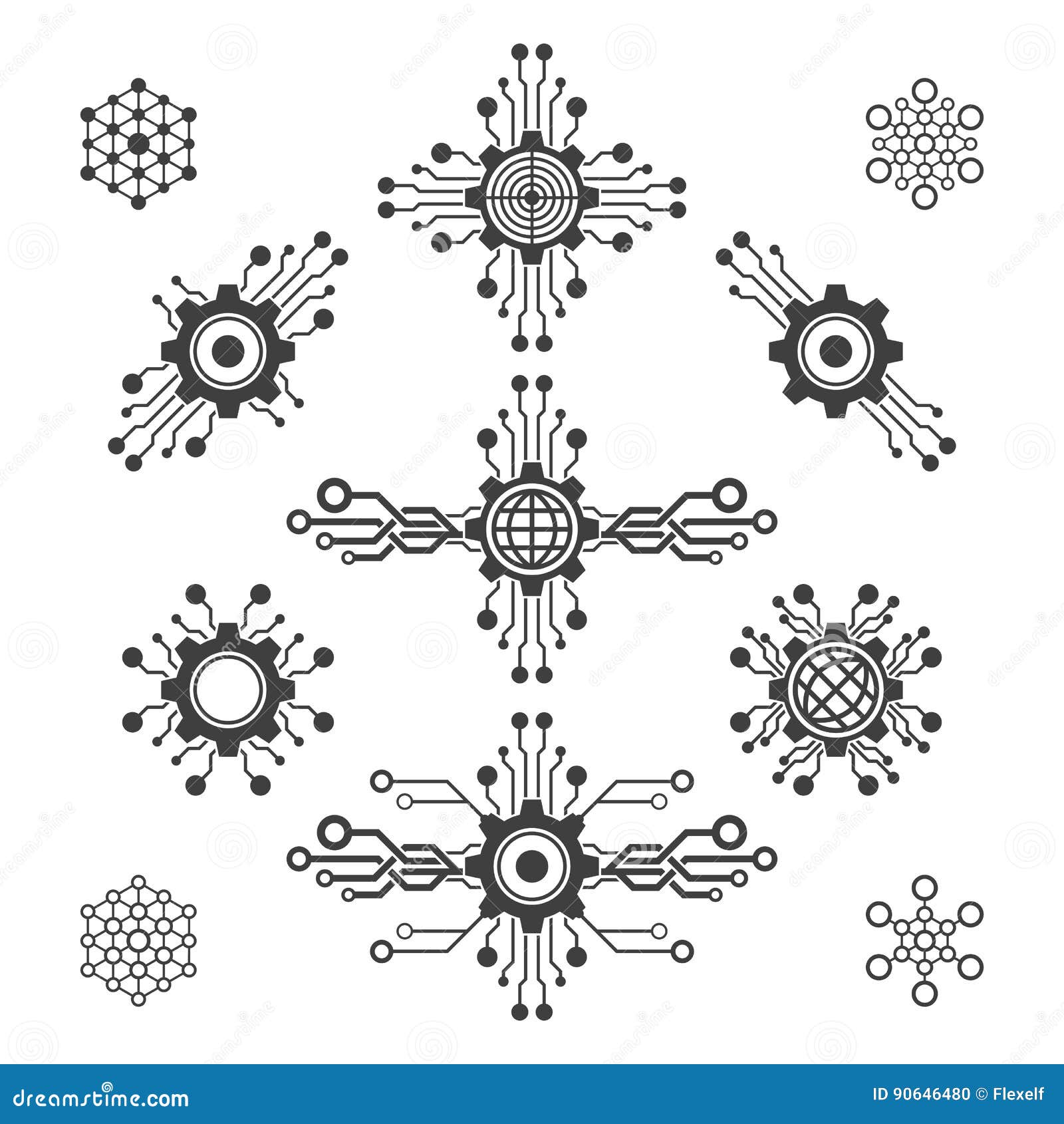 Set of Technology Elements. Stock Vector - Illustration of badge ...