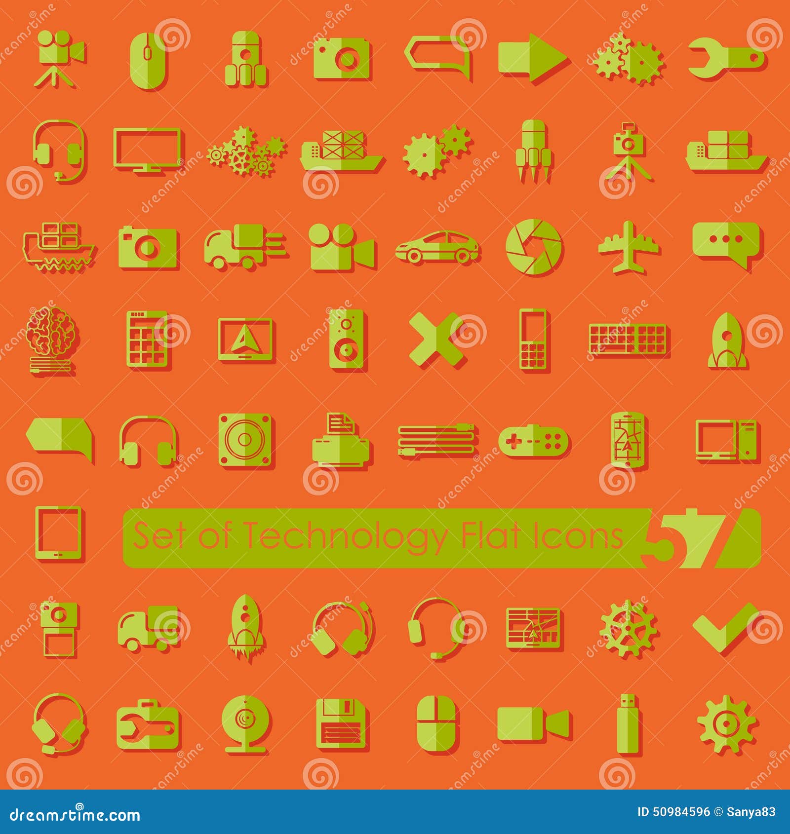 Set of Technology Flat Icons Stock Vector - Illustration of corporate ...