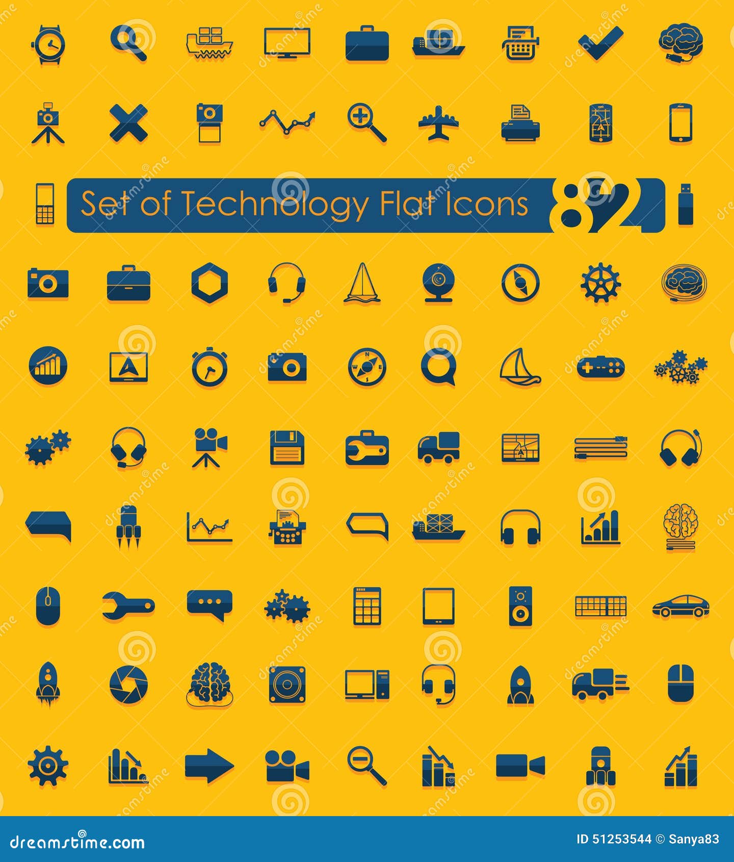 Set of Technology Flat Icons Stock Vector - Illustration of ...