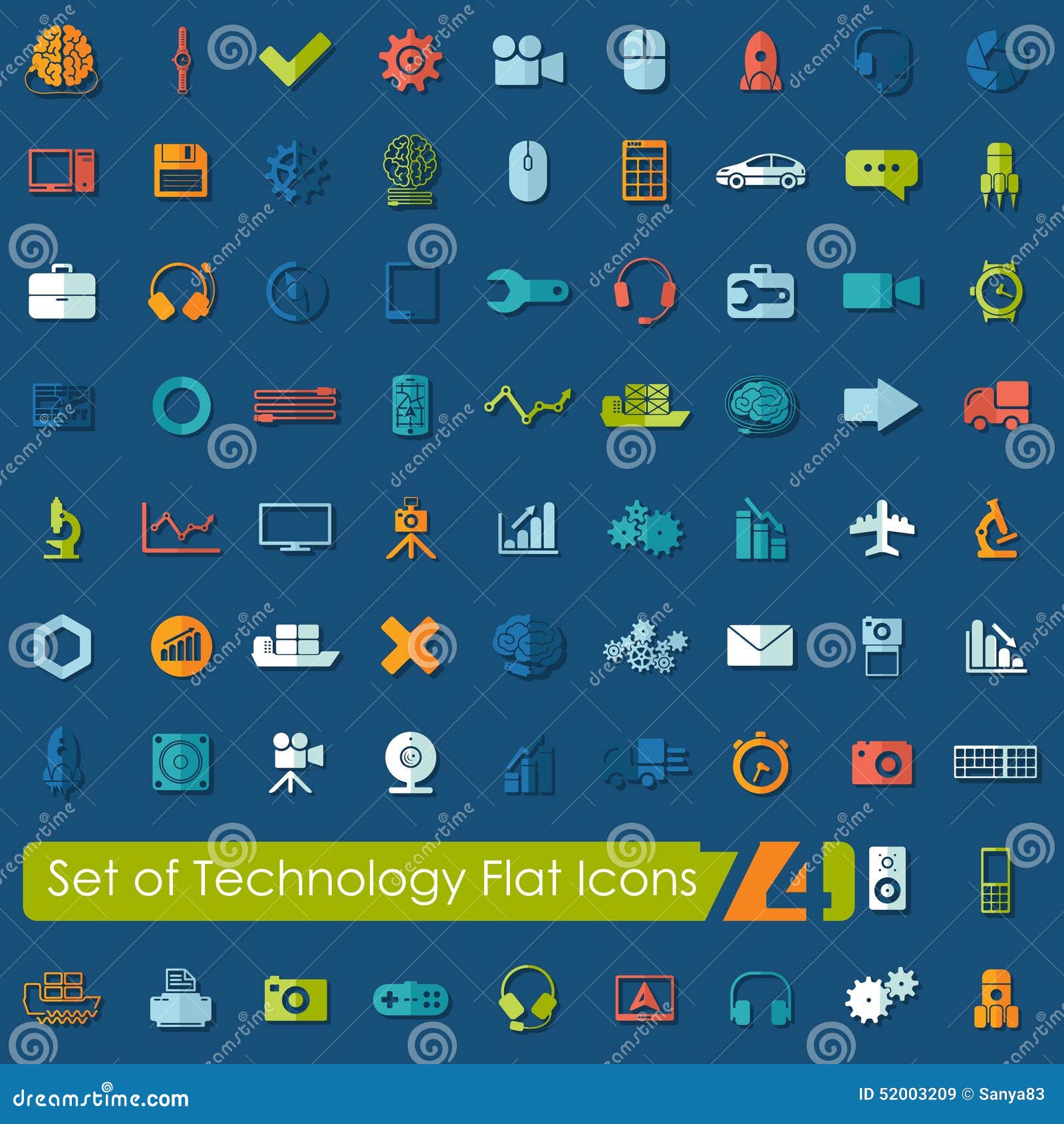 Set of Technology Flat Icons Stock Vector - Illustration of complex ...