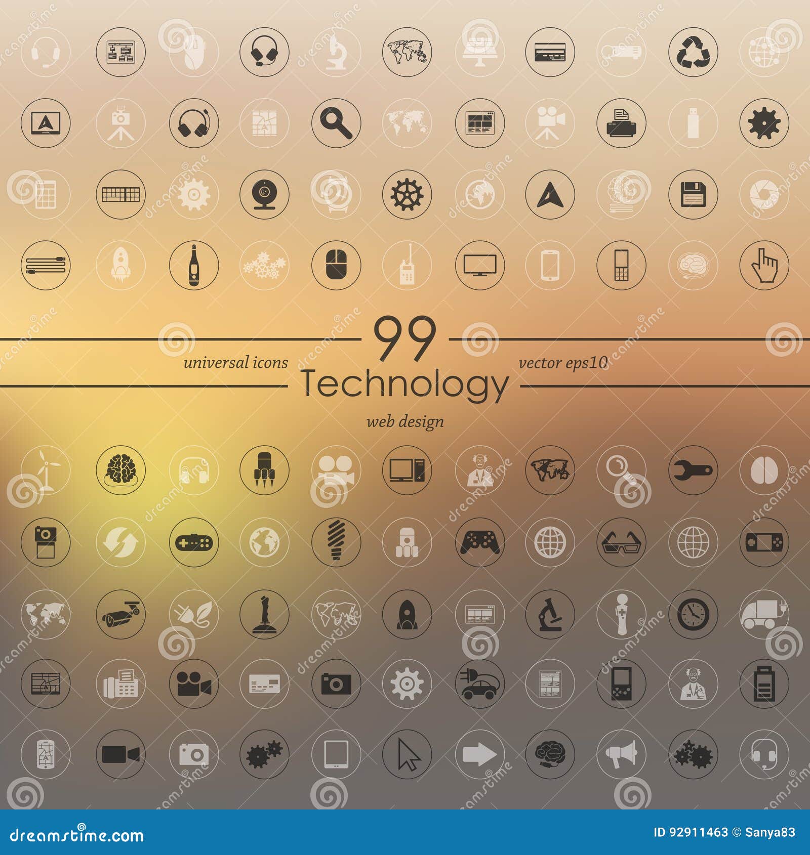 Set of technology icons stock vector. Illustration of color - 92911463