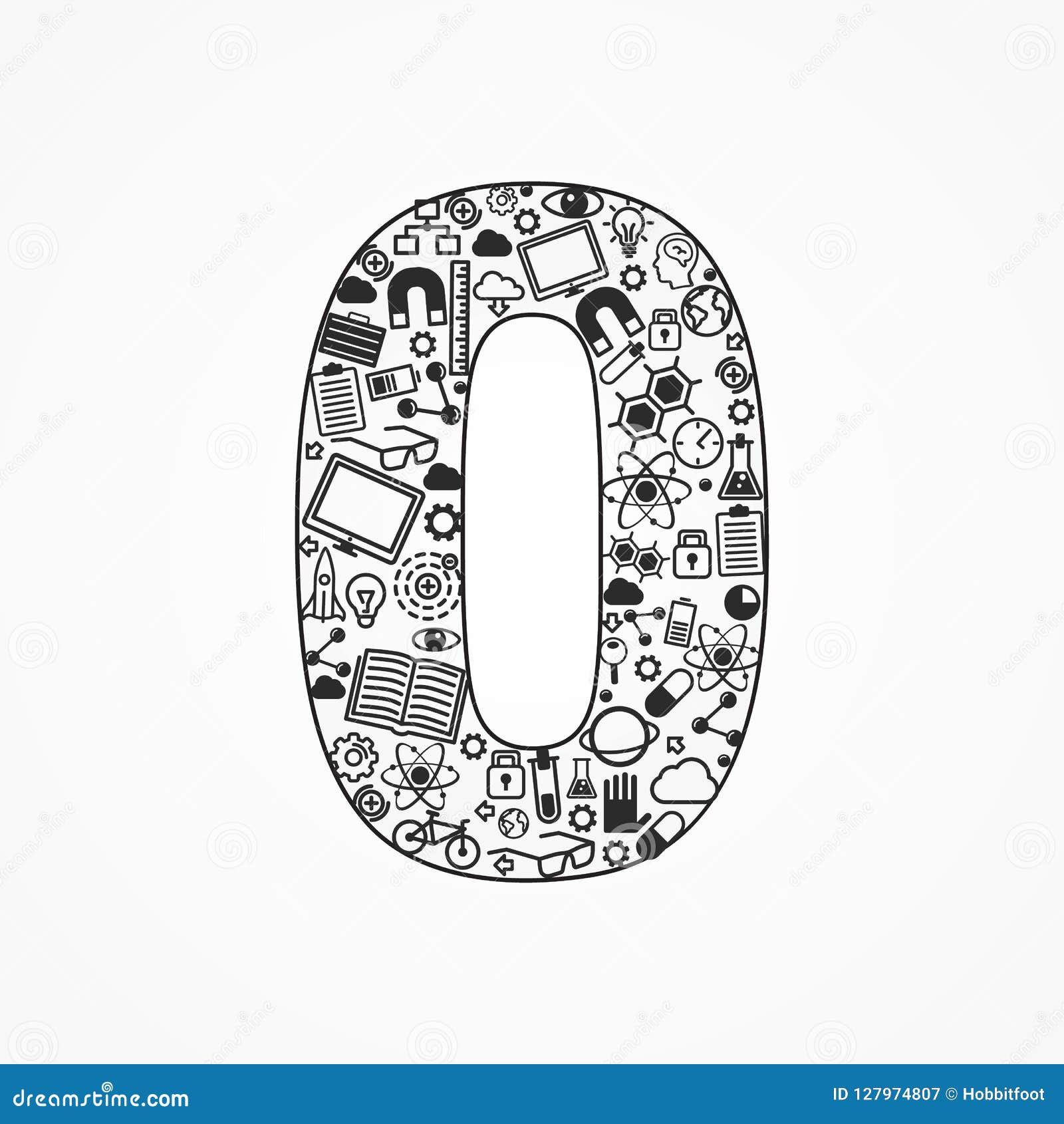 A Set Technology Icons Shaped As Zero Number Stock Vector ...