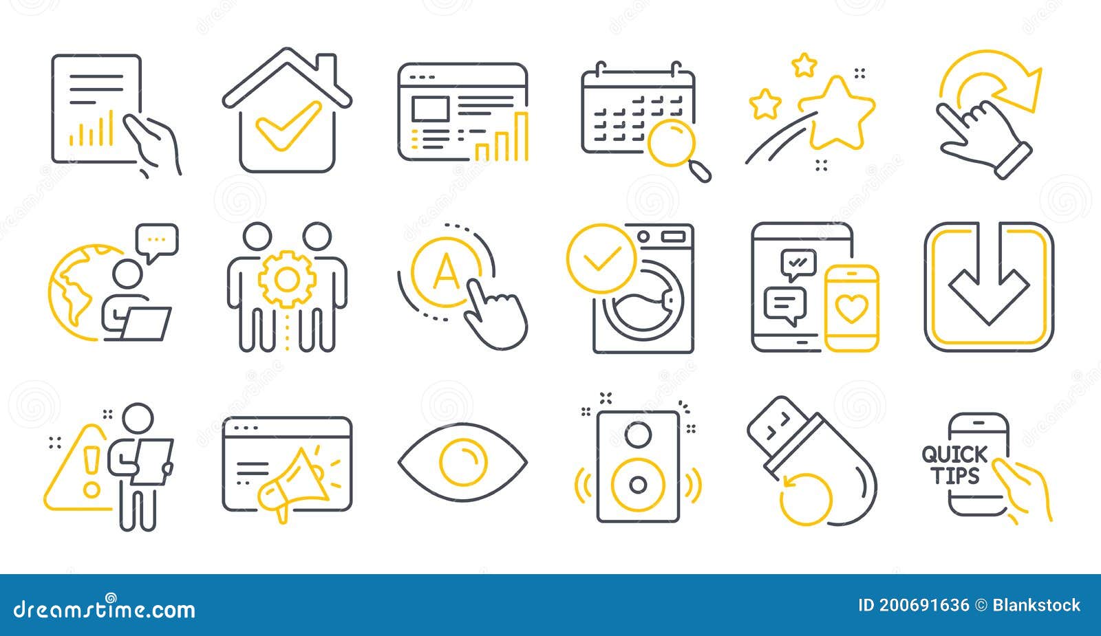 Set of Technology Icons, Such As Document, Employees Teamwork, Ab ...
