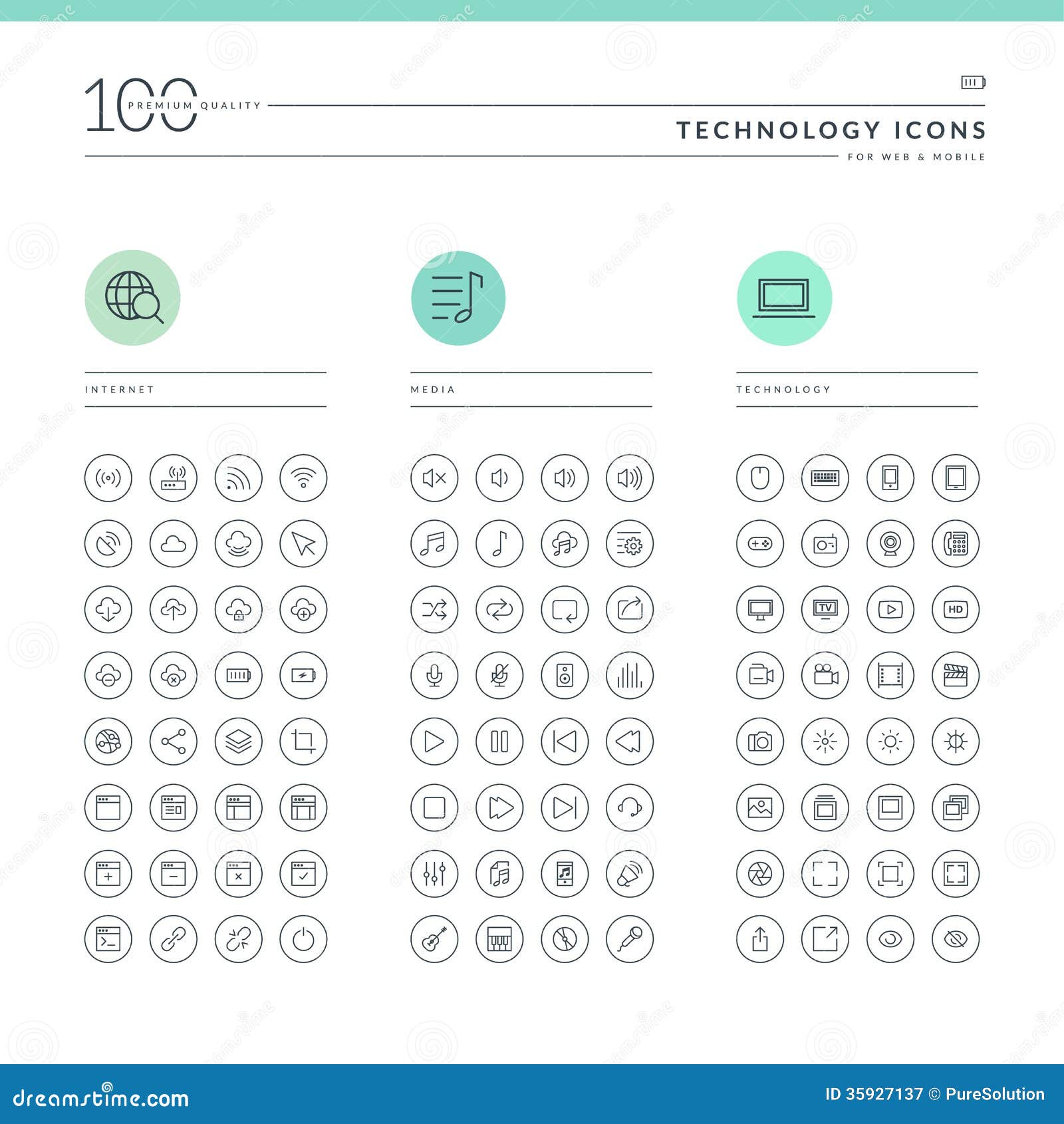 Set of Technology Icons for Web and Mobile Stock Vector - Illustration ...