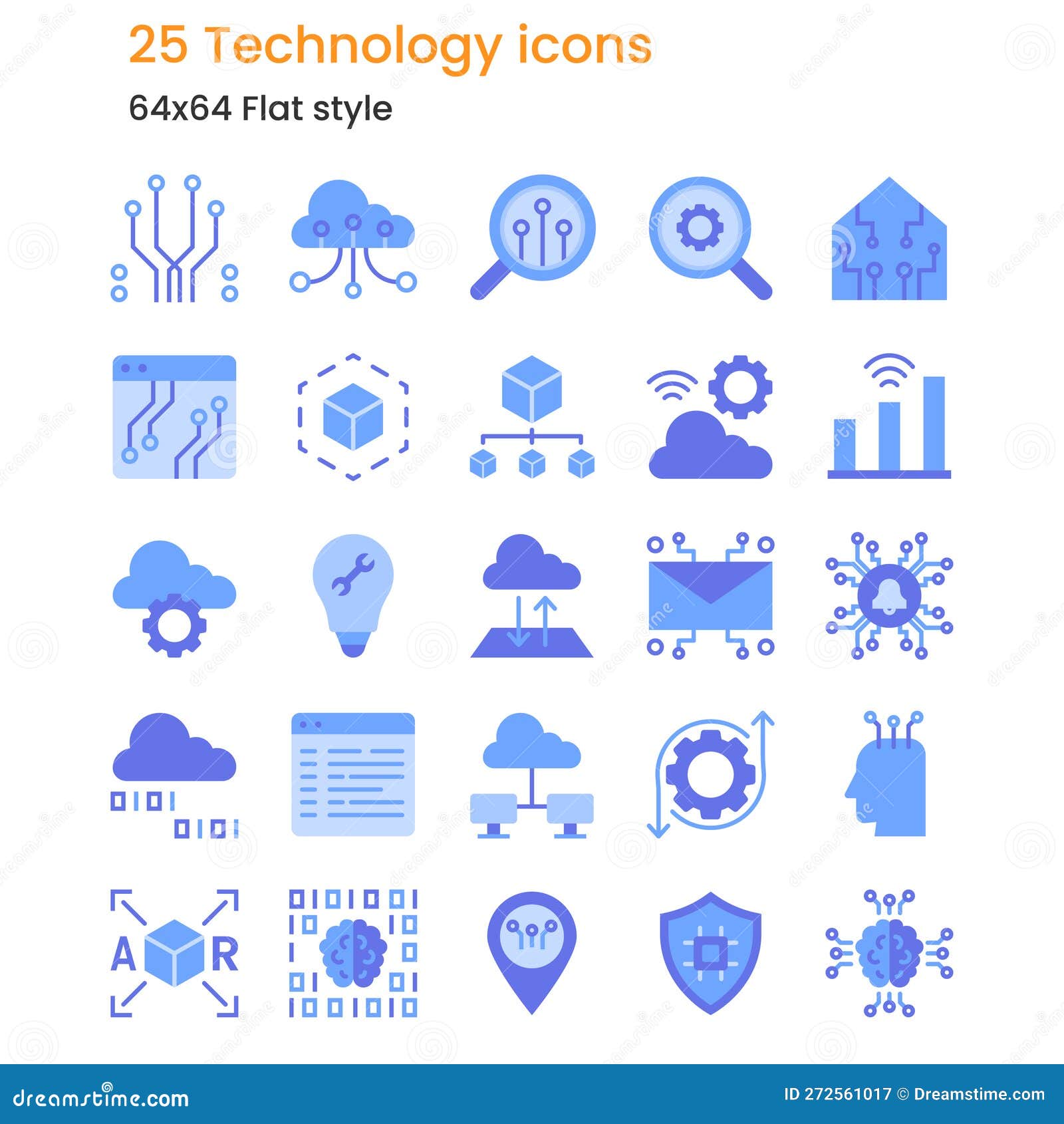 Set of Technology and Innovation Icons. Flat Style Stock Vector ...