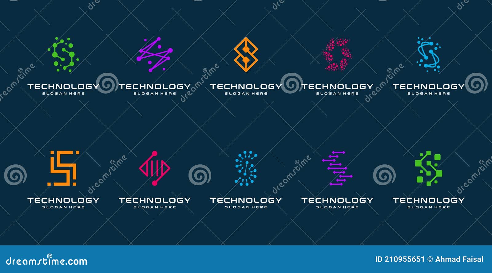 Set of Technology Letter S Dot Logo Design and Business Card. Initial S ...