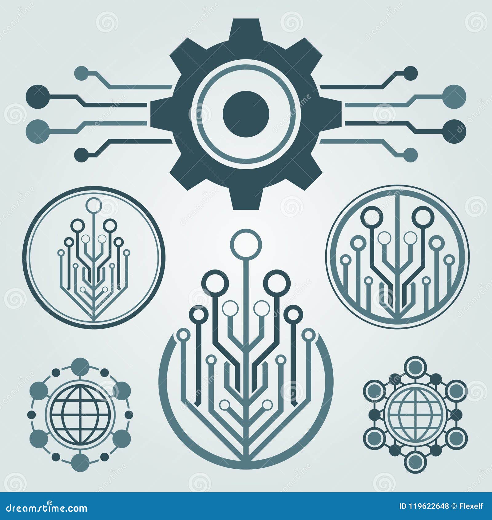 Set of Technology Logo Design. Global Communication Stock Vector ...